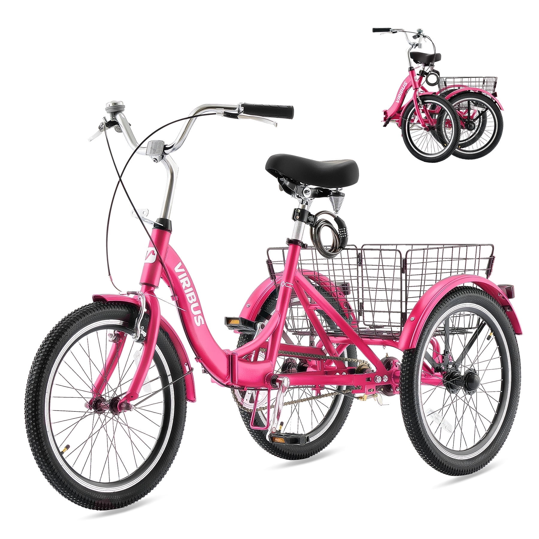 Viribus 20" Folding Adult Tricycle Folding Trike with Lock for Adult ...