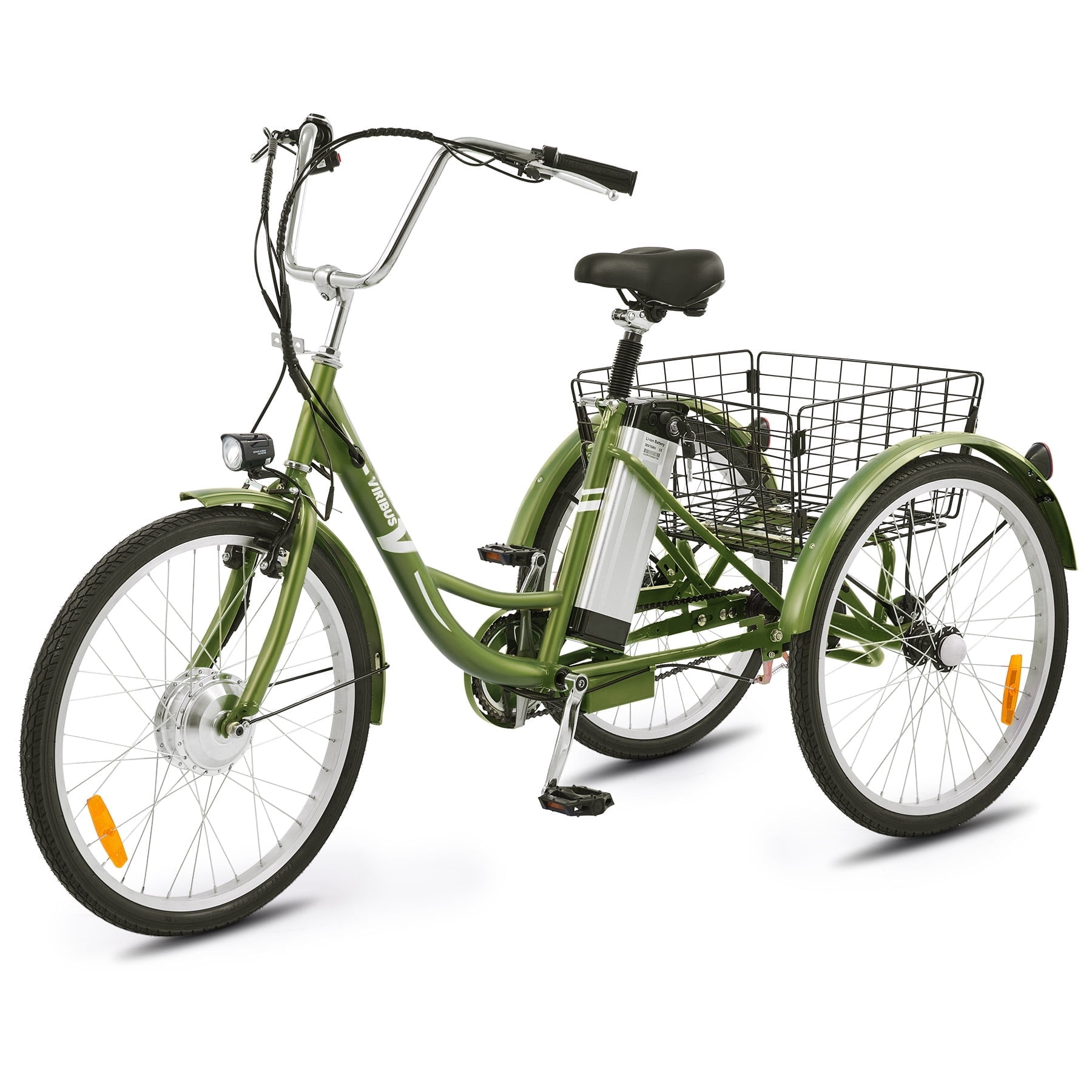 Viribus 24 Inch Electric Tricycle for Seniors, Three Wheel with Basket ...