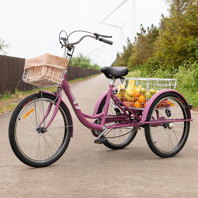 "Viribus 24"" Single Speed Three-Wheeler Bicycle, Adult Tricycle with ...