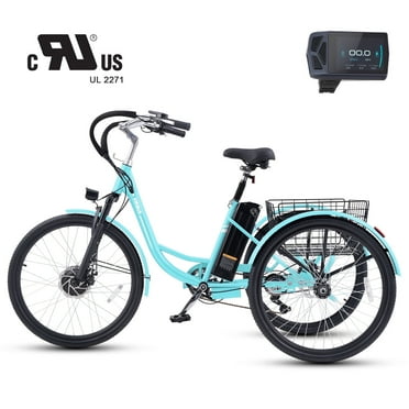 24" 7 Speed Front Suspension Fork Dual Chain Electric Tricycle 350W 3 ...