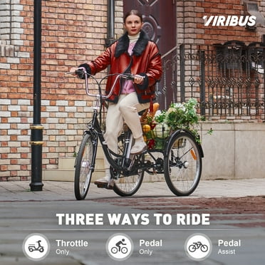 VIRIBUS 24Inch Electric Trike Bike for Adults 36V 3 Wheel Electric ...