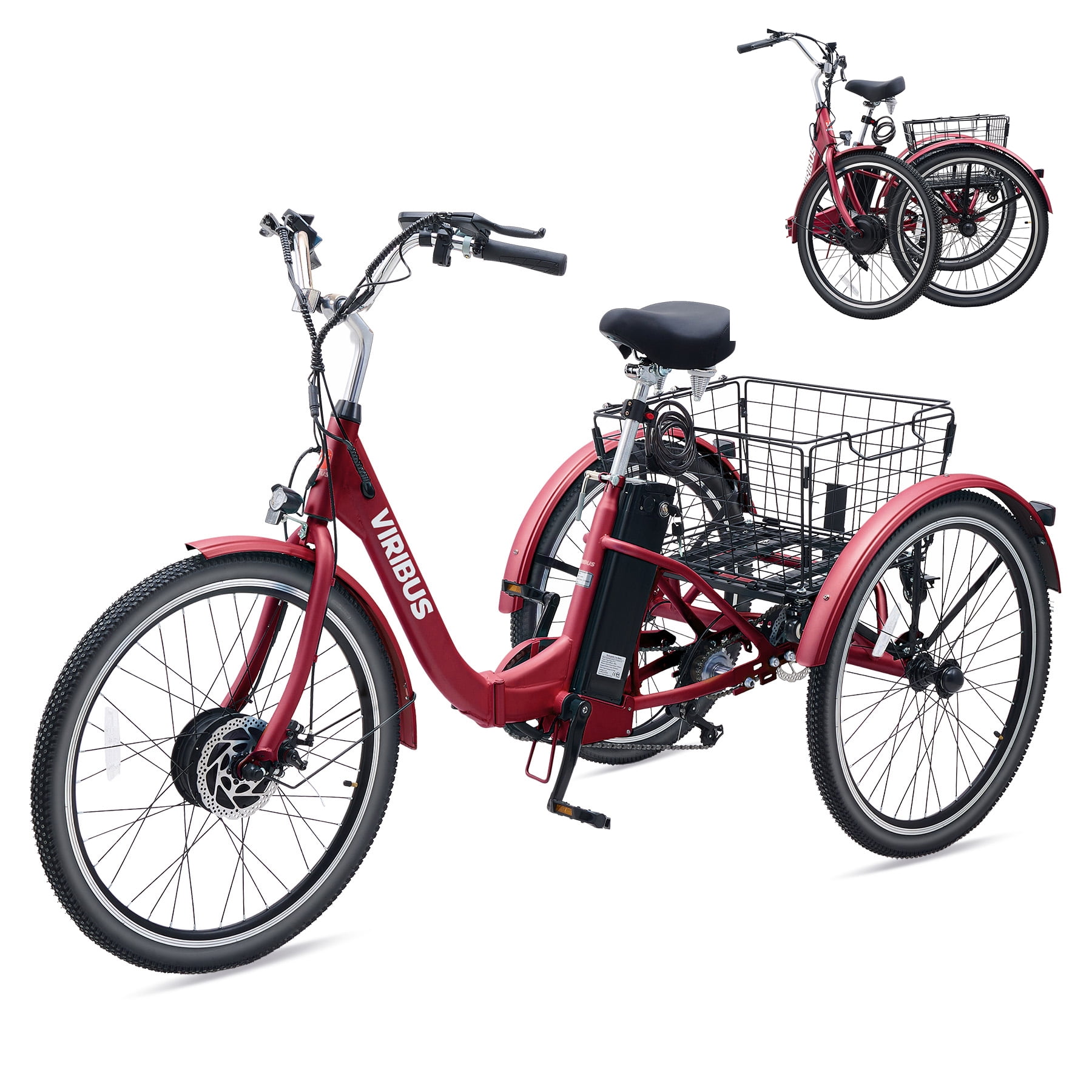 Viribus Folding Electric Tricycle 26" 7 Speeds E-Trike with 350W Motor ...