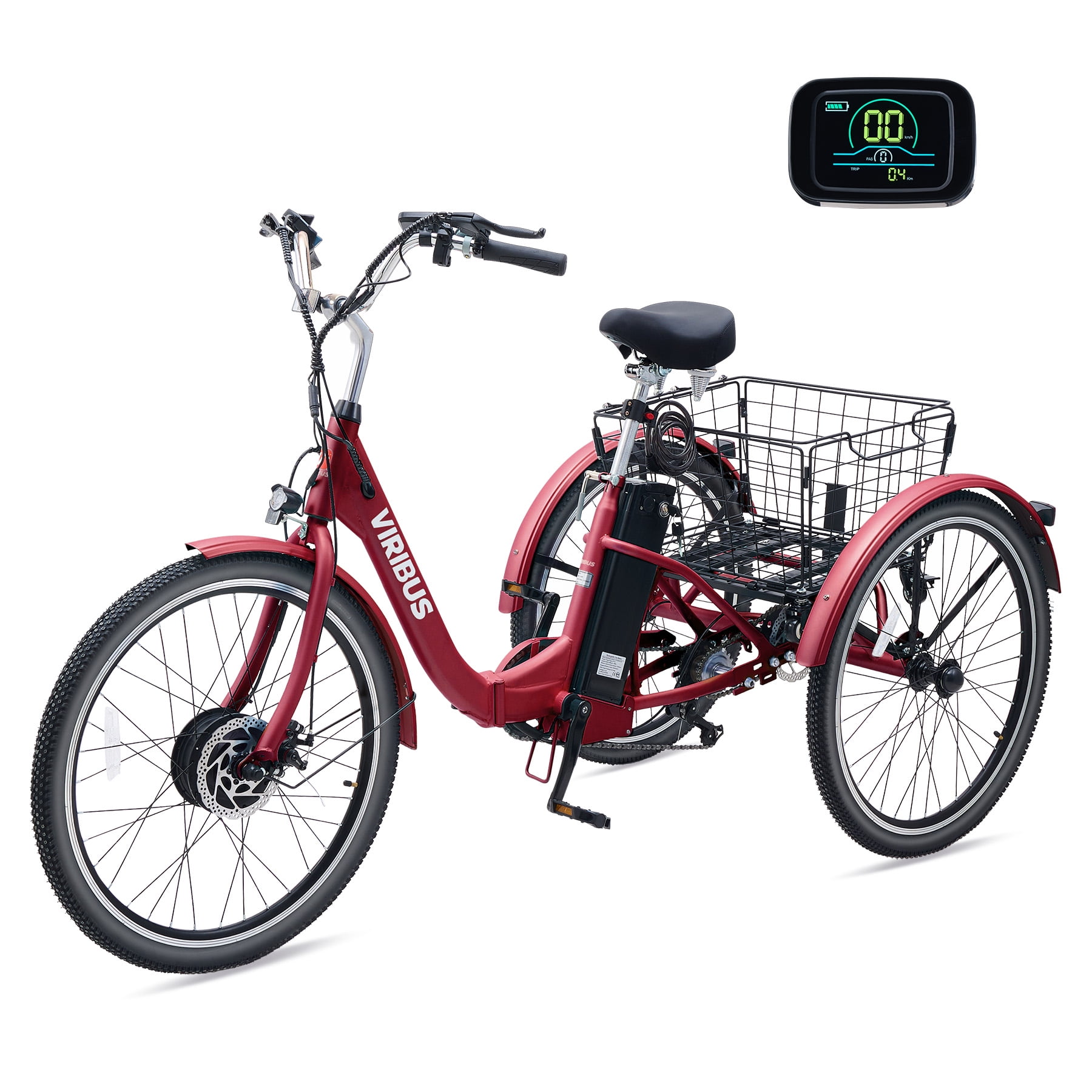 Viribus Folding Electric Tricycle 26" 7 Speeds E-Trike with 350W Motor ...