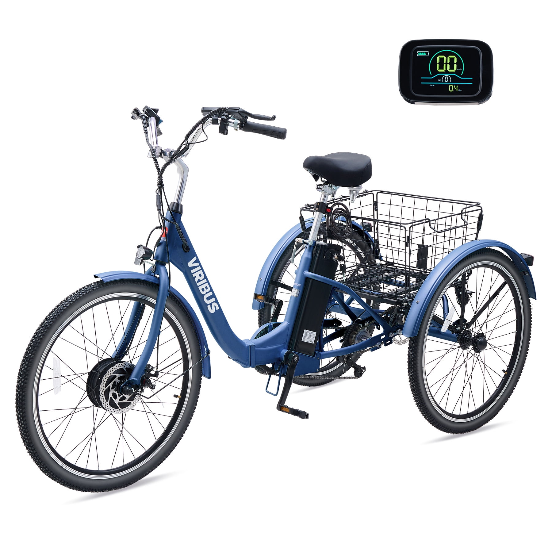 Viribus MC 350 Electric Tricycle for Adults, 24" 7-Speed Folding ...