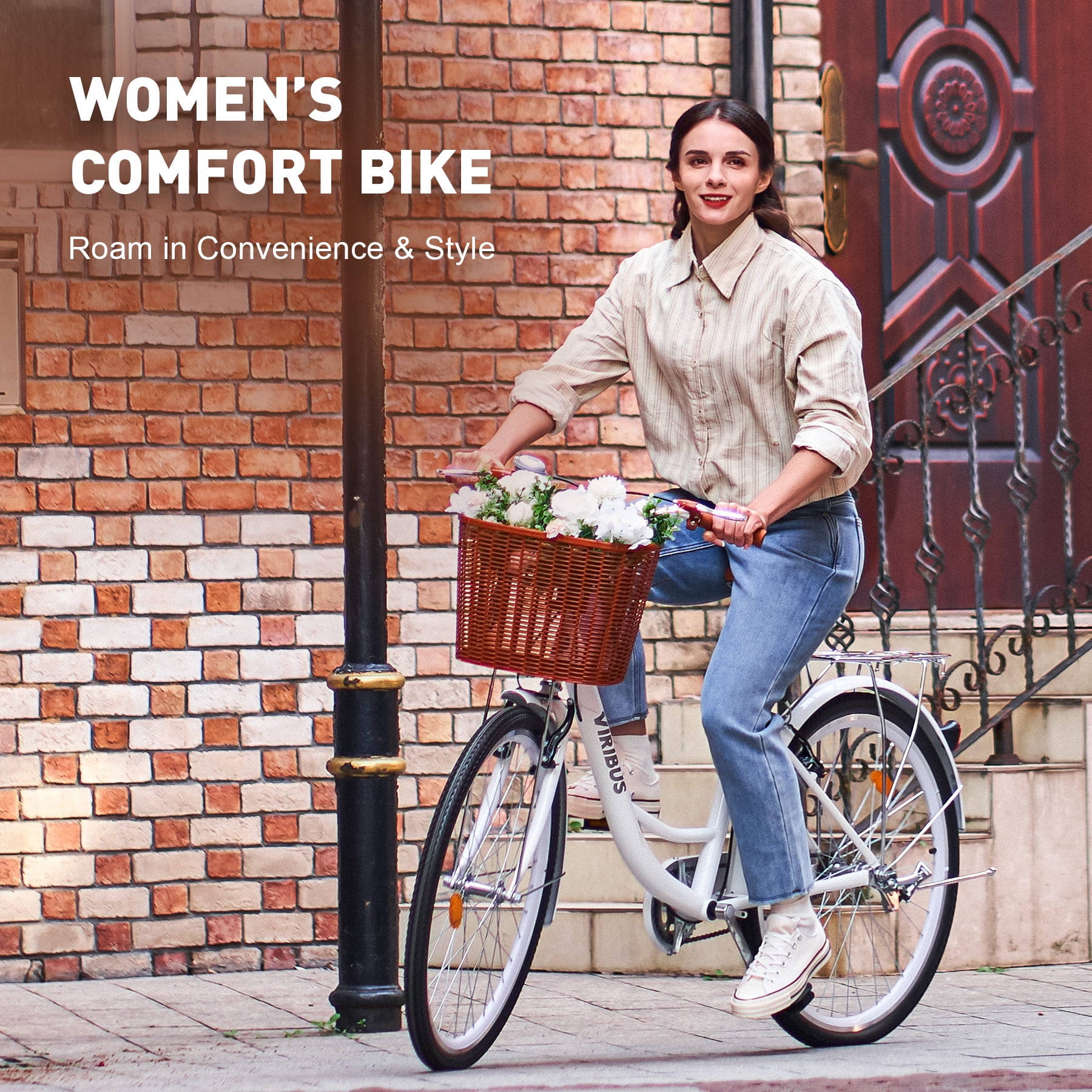 Viribus Women's Comfort Bike 26 inch with Basket Step Through Bike for ...