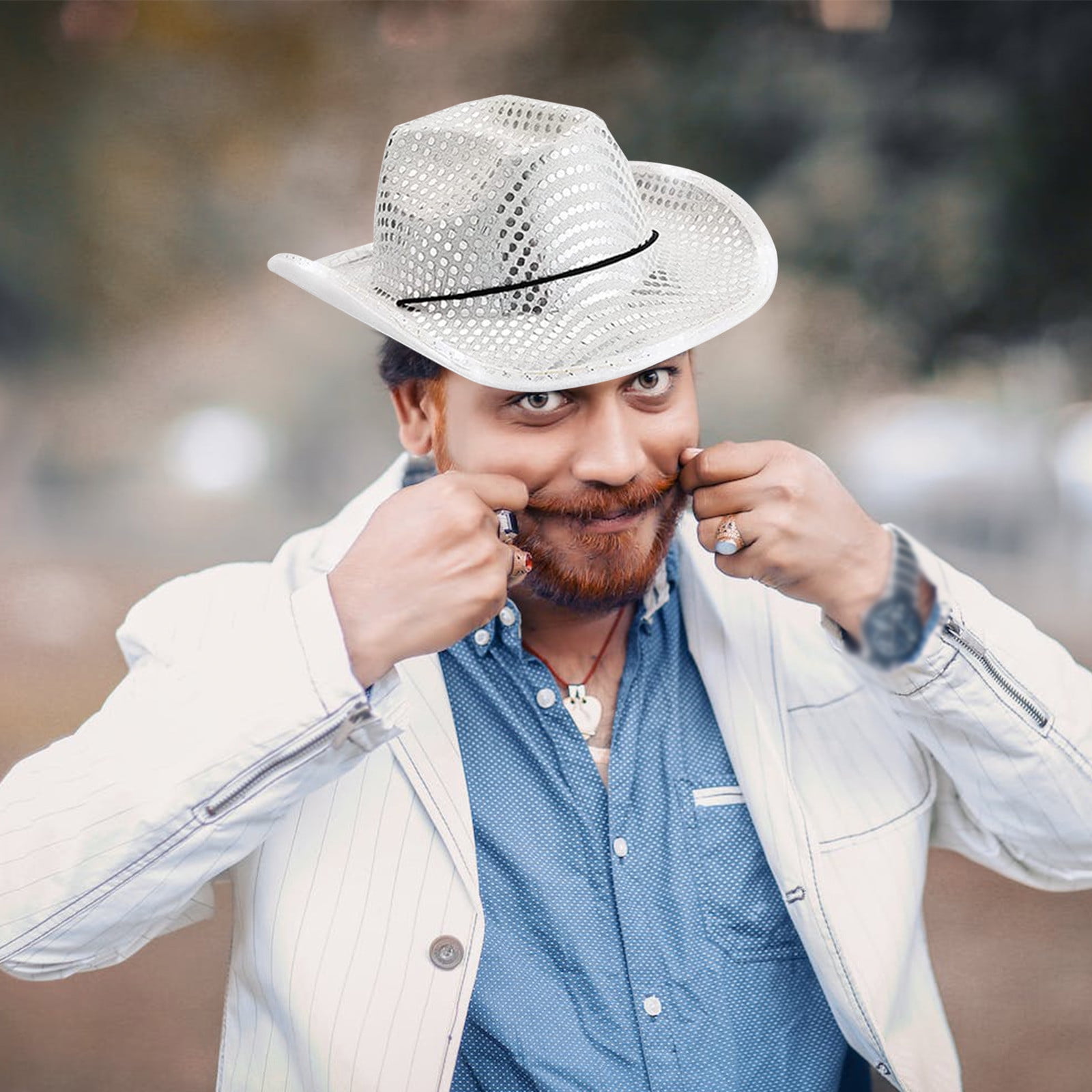 Virmaxy Christmas Feather with Led Lights Cowboy Hat Red Western Cowboy ...