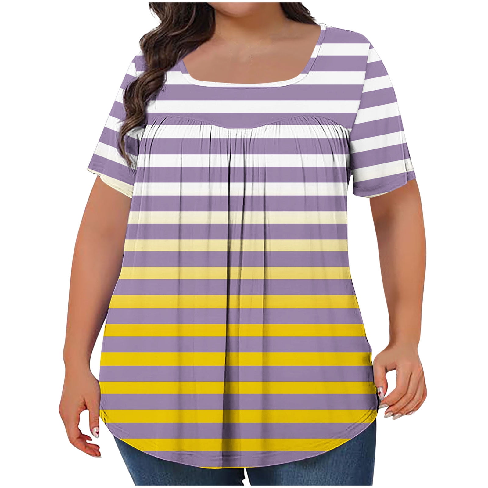 Virmaxy Curve-Friendly V-Neck Base Layer Top Breathable Striped ...