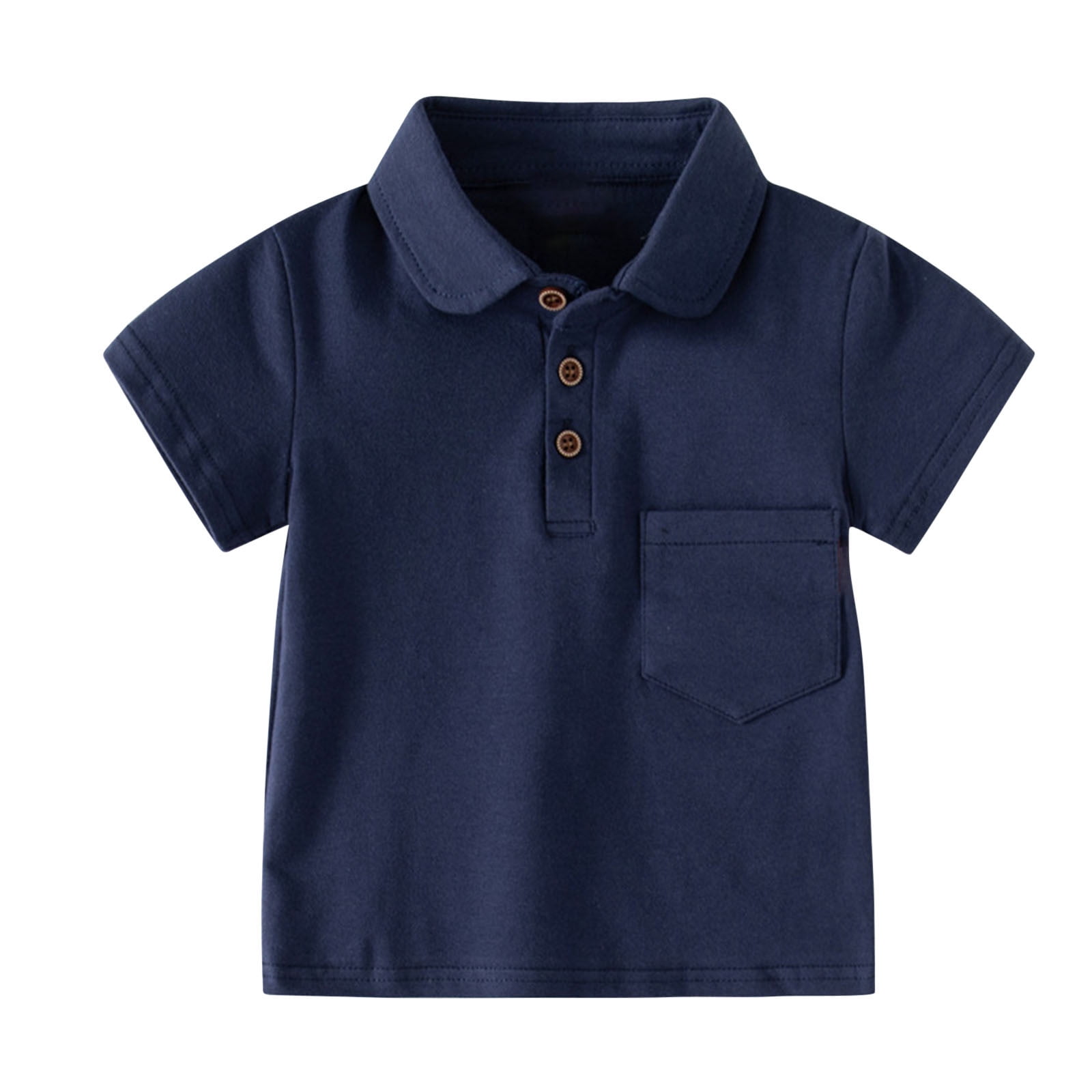 Virmaxy Kids 2024 Lapel Shirt (3-8y) Boys Summer Lapel Solid Color ...