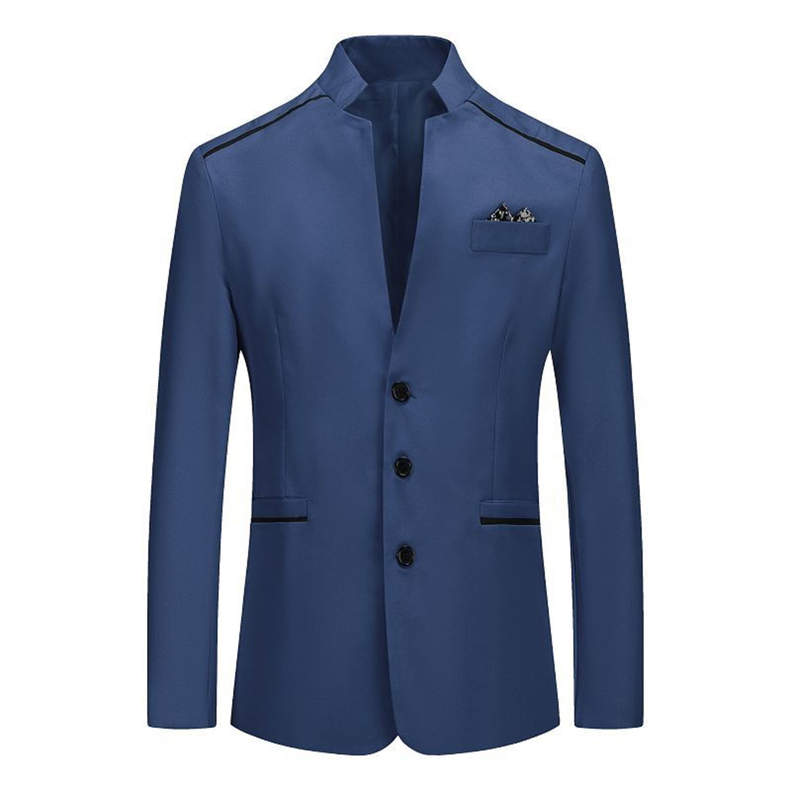 Virmaxy Men's Suit One Button Suit Formal Dress Performance Suit Fitted ...