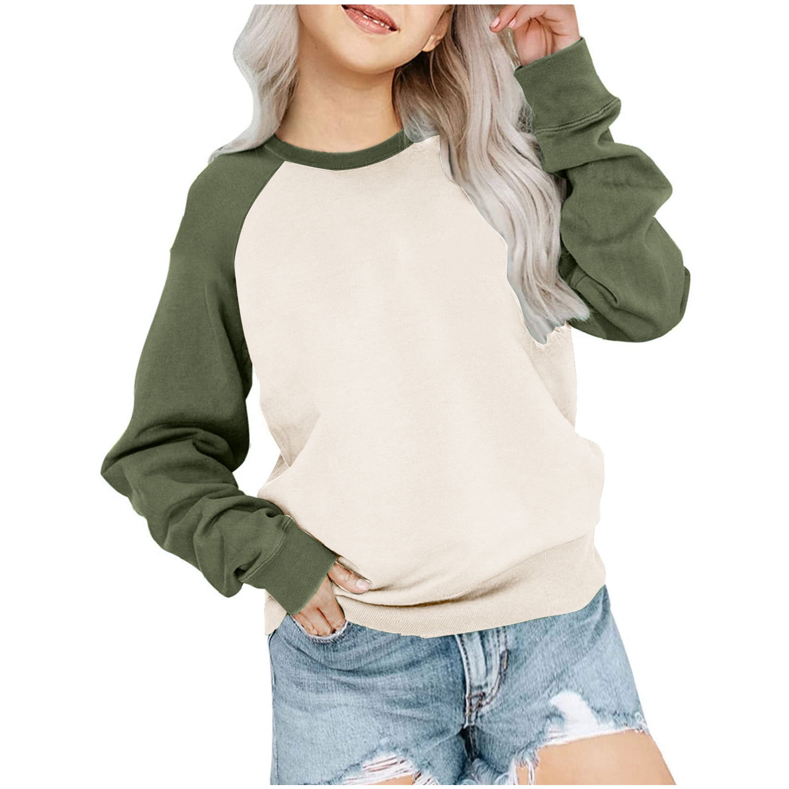 Virmaxy Toddler Girls Boys Fashion Sweatshirt Kids Color Block Long ...