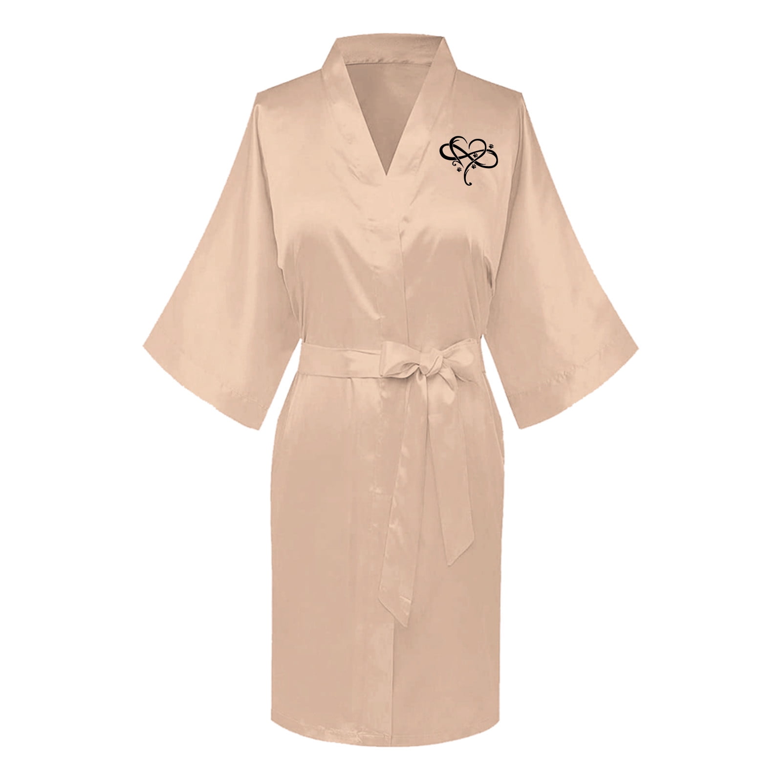 Virmaxy Valentine's Day Satin Robe for Women Love Cat's Paw Graphic ...