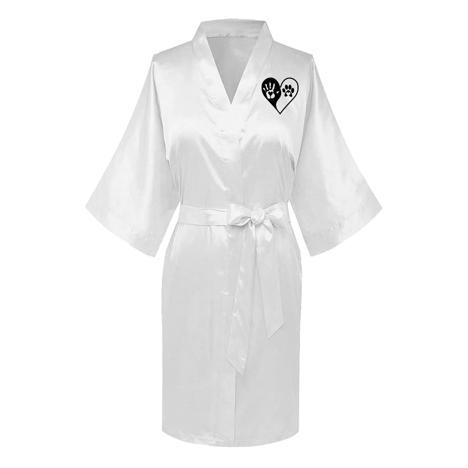 Virmaxy Valentine's Day Satin Robe for Women Love Cat's Paw Graphic ...