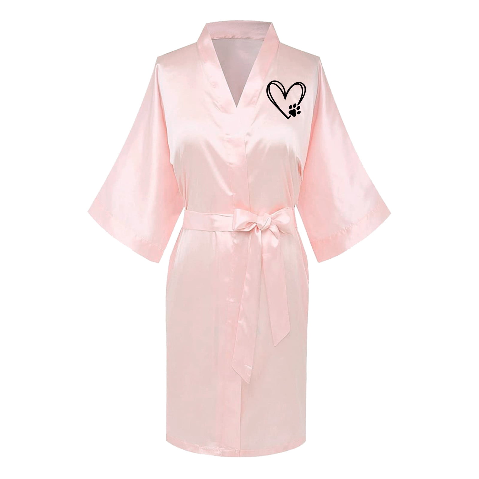Virmaxy Valentine's Day Satin Robe for Women Love Cat's Paw Graphic ...