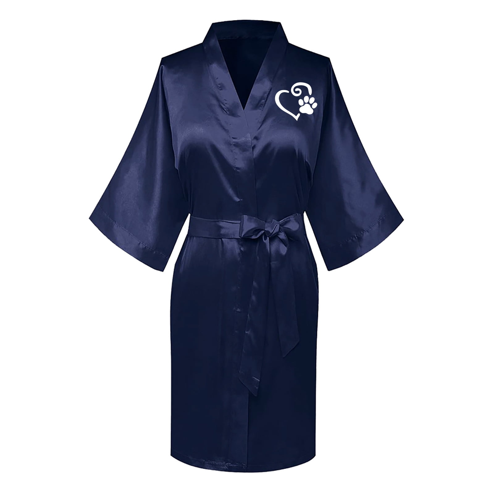 Virmaxy Valentine's Day Satin Robe for Women Love Cat's Paw Graphic ...
