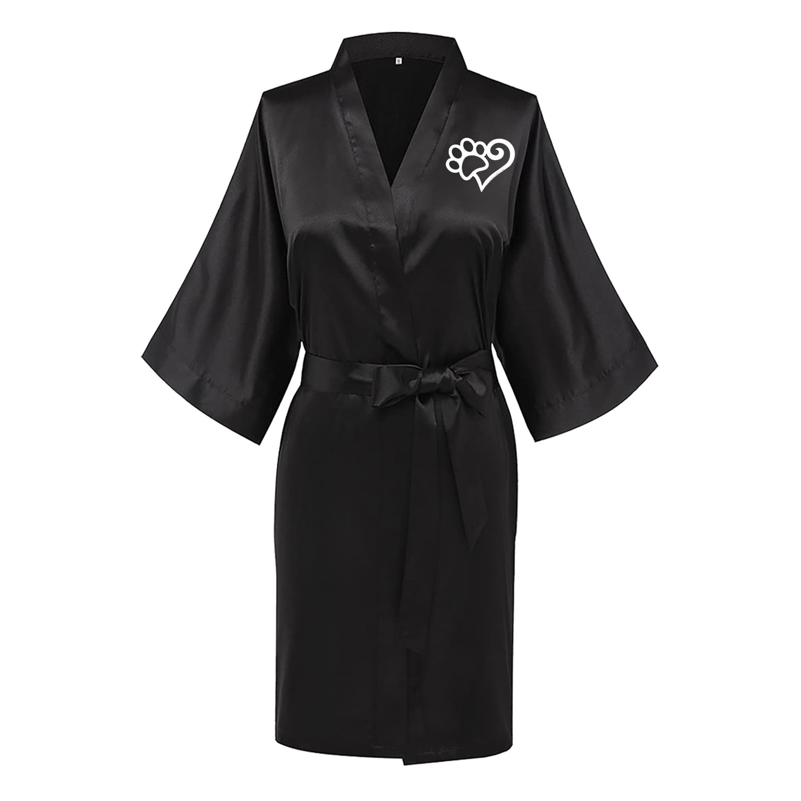 Virmaxy Valentine's Day Satin Robe for Women Love Cat's Paw Graphic ...