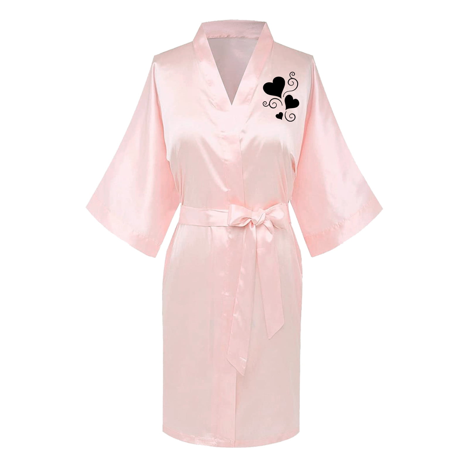 Virmaxy Valentine's Day Satin Robe for Women Love Graphic Wedding Party ...