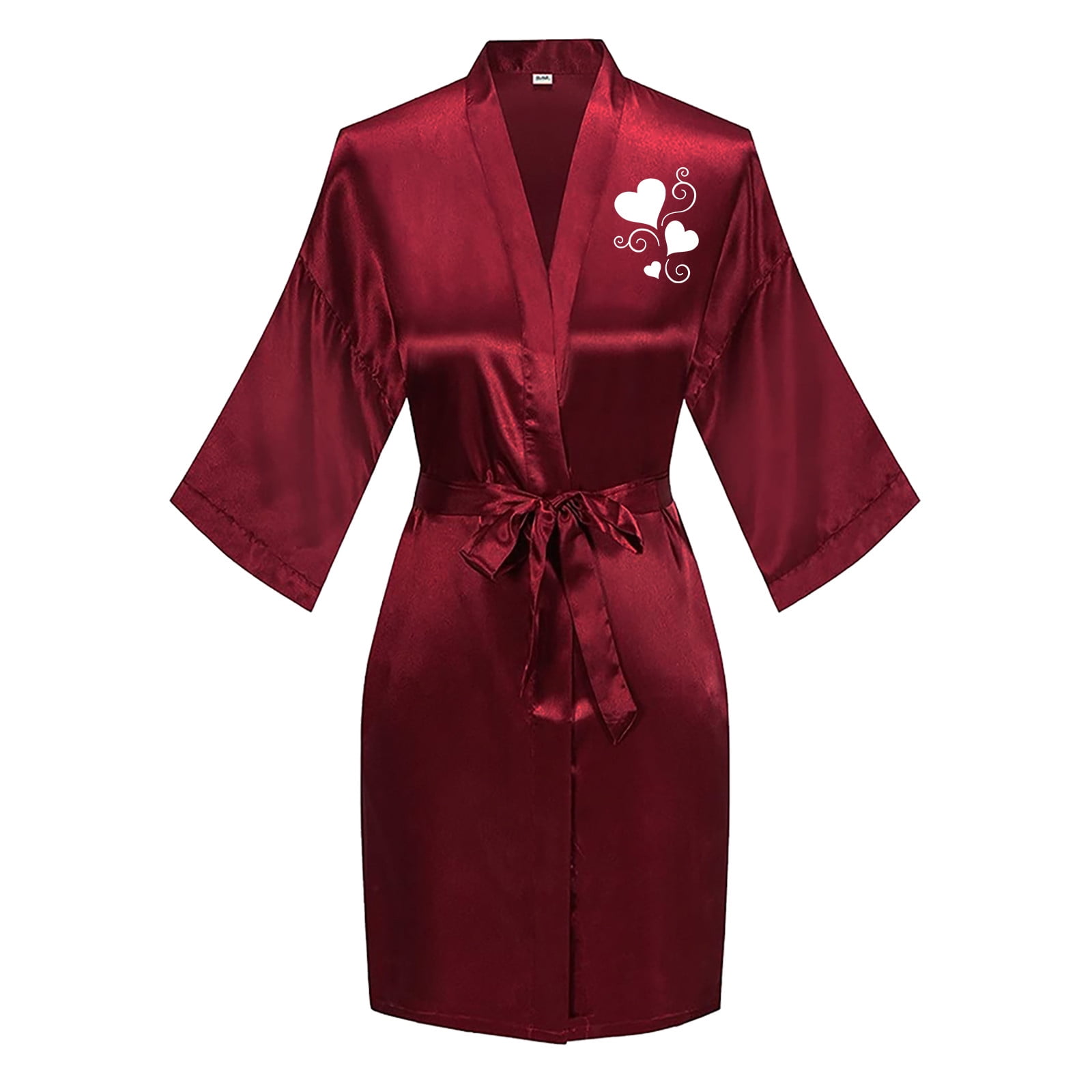 Virmaxy Valentine's Day Satin Robe for Women Love Graphic Wedding Party ...