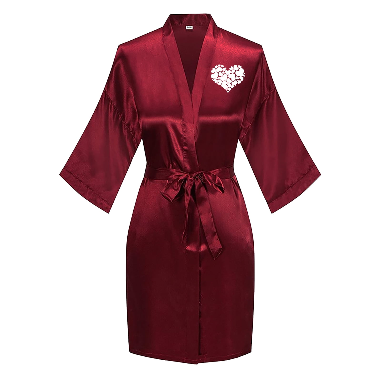 Virmaxy Valentine's Day Satin Robe for Women Love Graphic Wedding Party ...