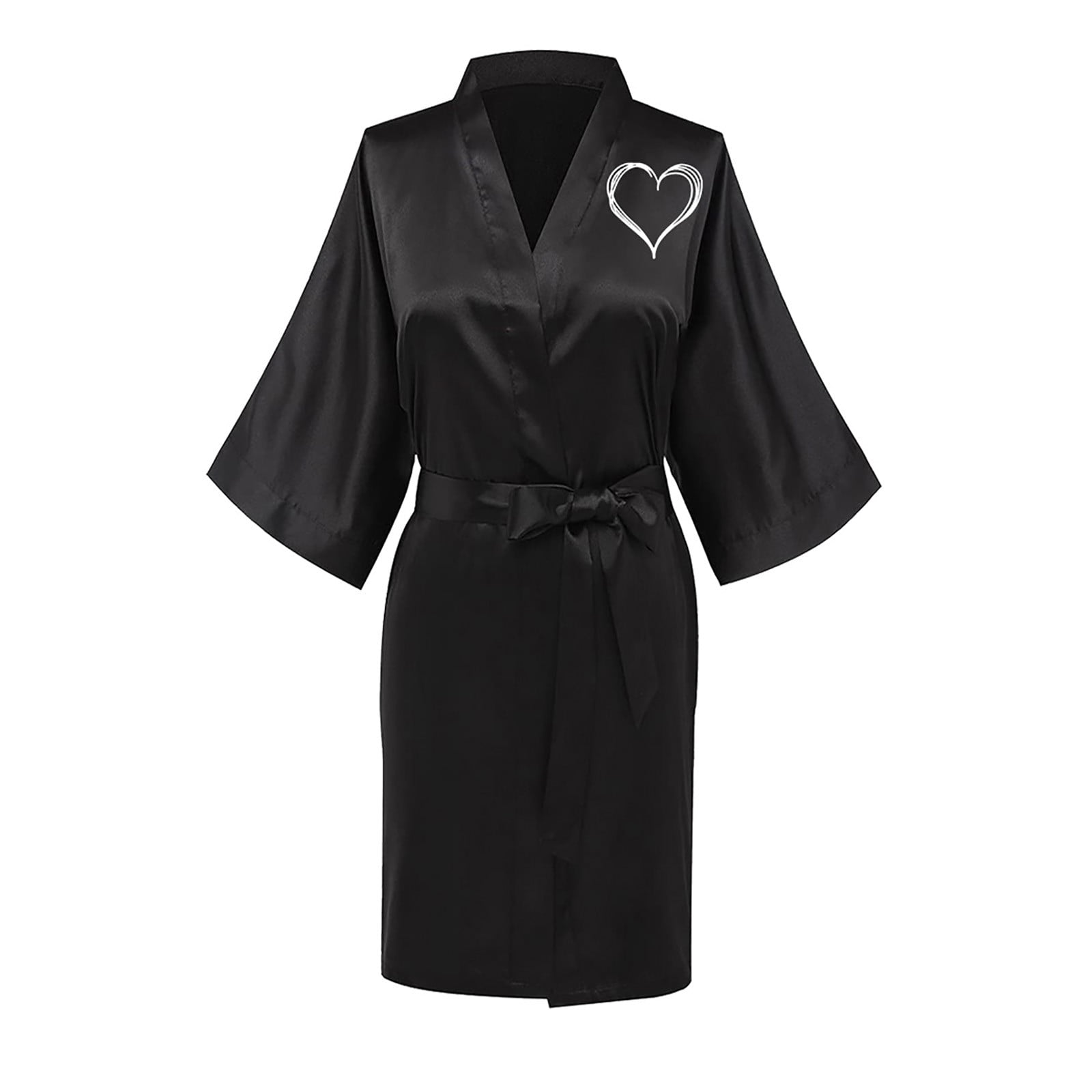 Virmaxy Valentine's Day Silk Robe for Women Love Graphic Bridesmaids ...