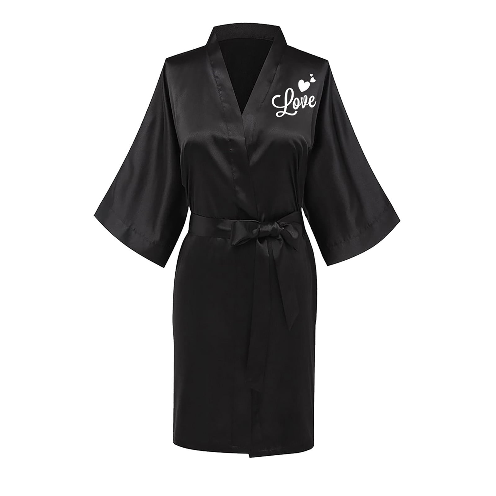 Virmaxy Valentine's Day Silk Robe for Women Love Graphic Letter Printed ...