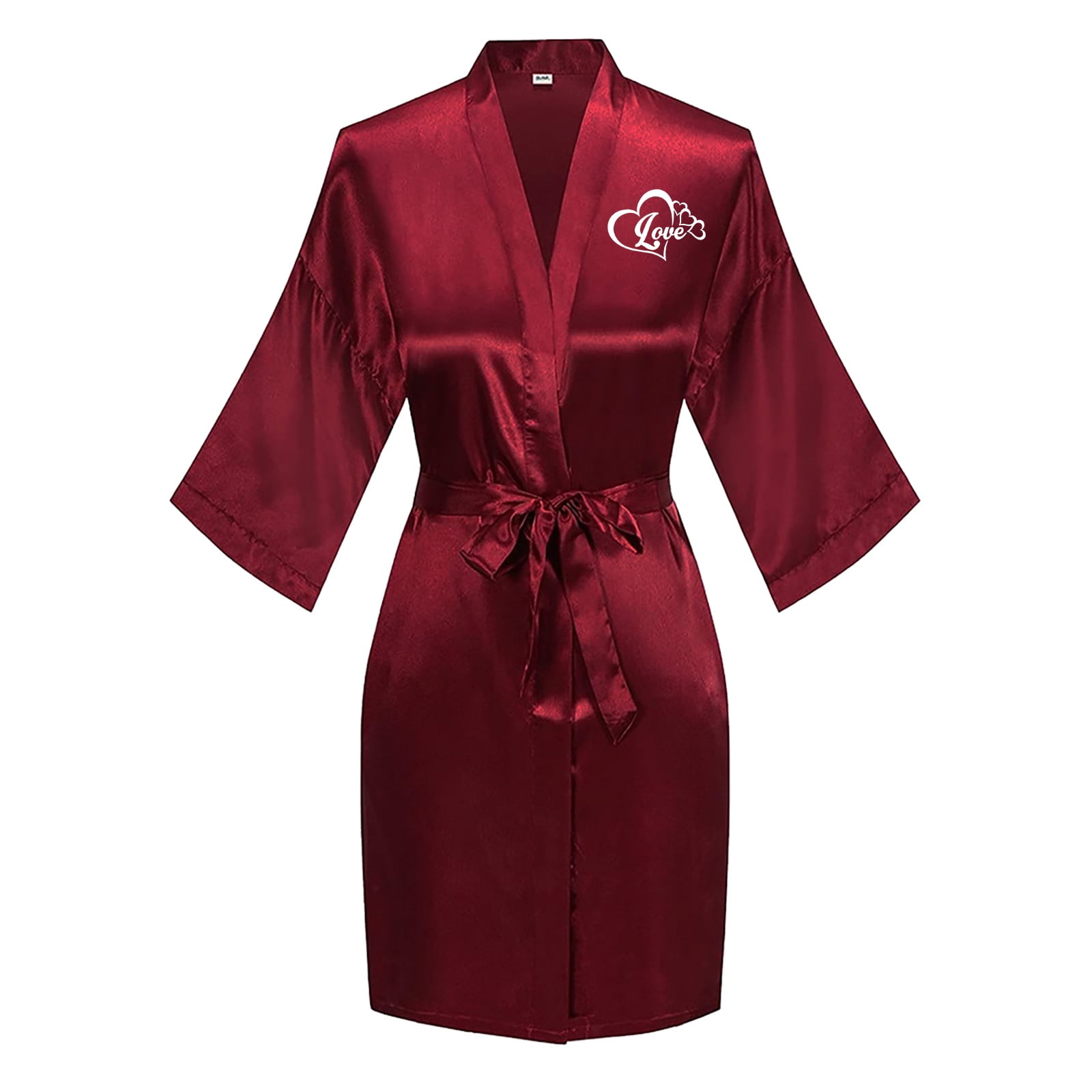 Virmaxy Valentine's Day Silk Robe for Women Love Graphic Letter Printed ...