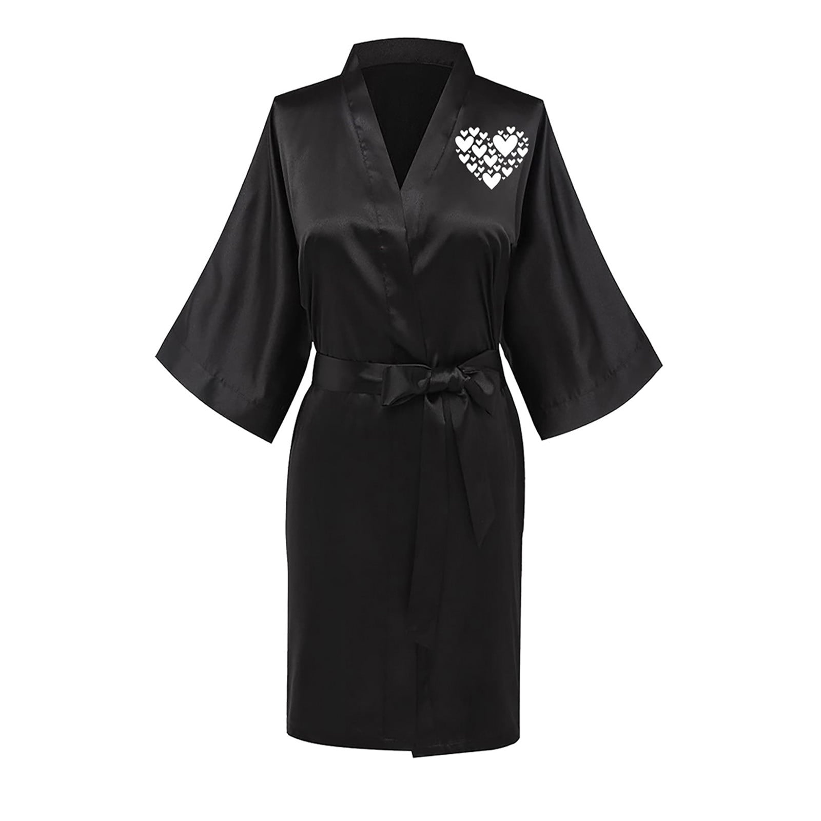 Virmaxy Valentine's Day Silk Robe for Women Love Graphic Lightweight ...