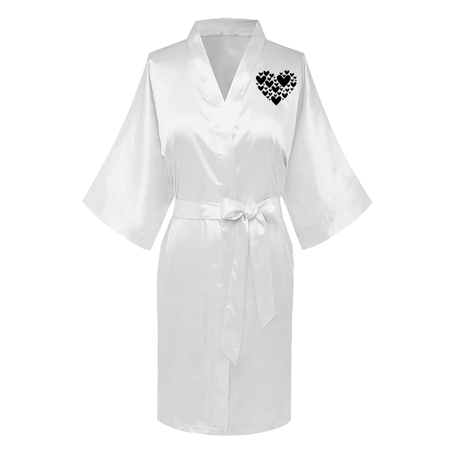 Virmaxy Valentine's Day Silk Robe for Women Love Graphic Lightweight Soft Sleepwear Full Length ...