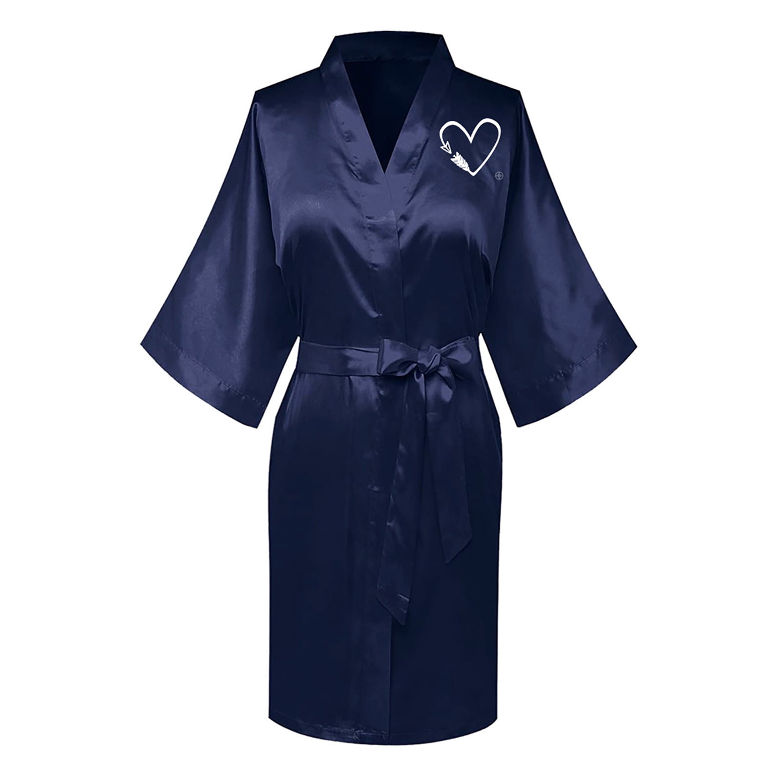 Virmaxy Valentine's Day Silk Robe for Women Love Graphic Long Satin ...