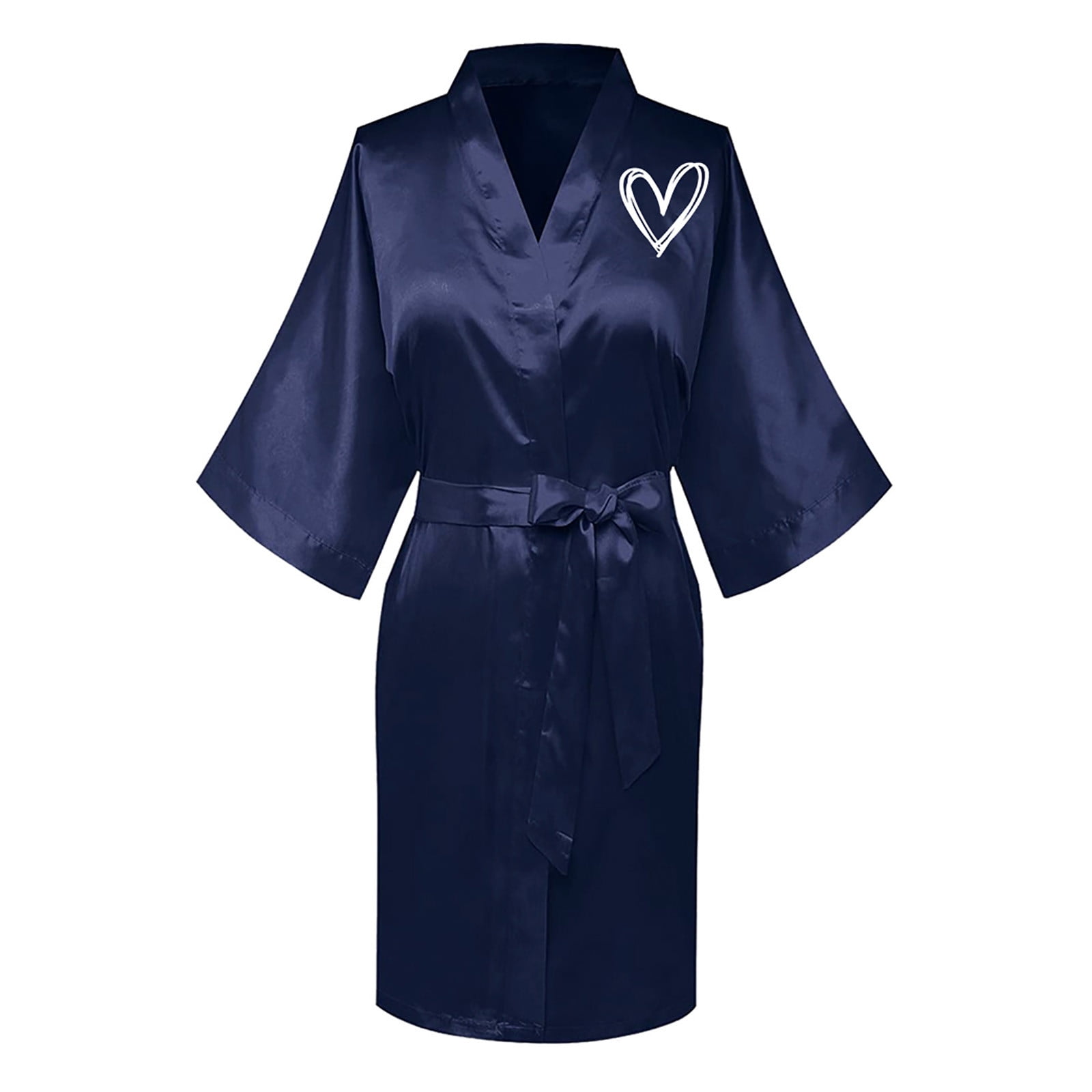 Virmaxy Valentine's Day Silk Robe for Women Love Graphic Long Satin ...