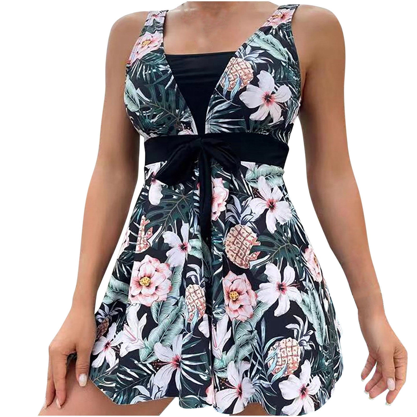 Virmaxy Women Floral Graphic Two Piece Tankini Swimsuits Swimdress ...