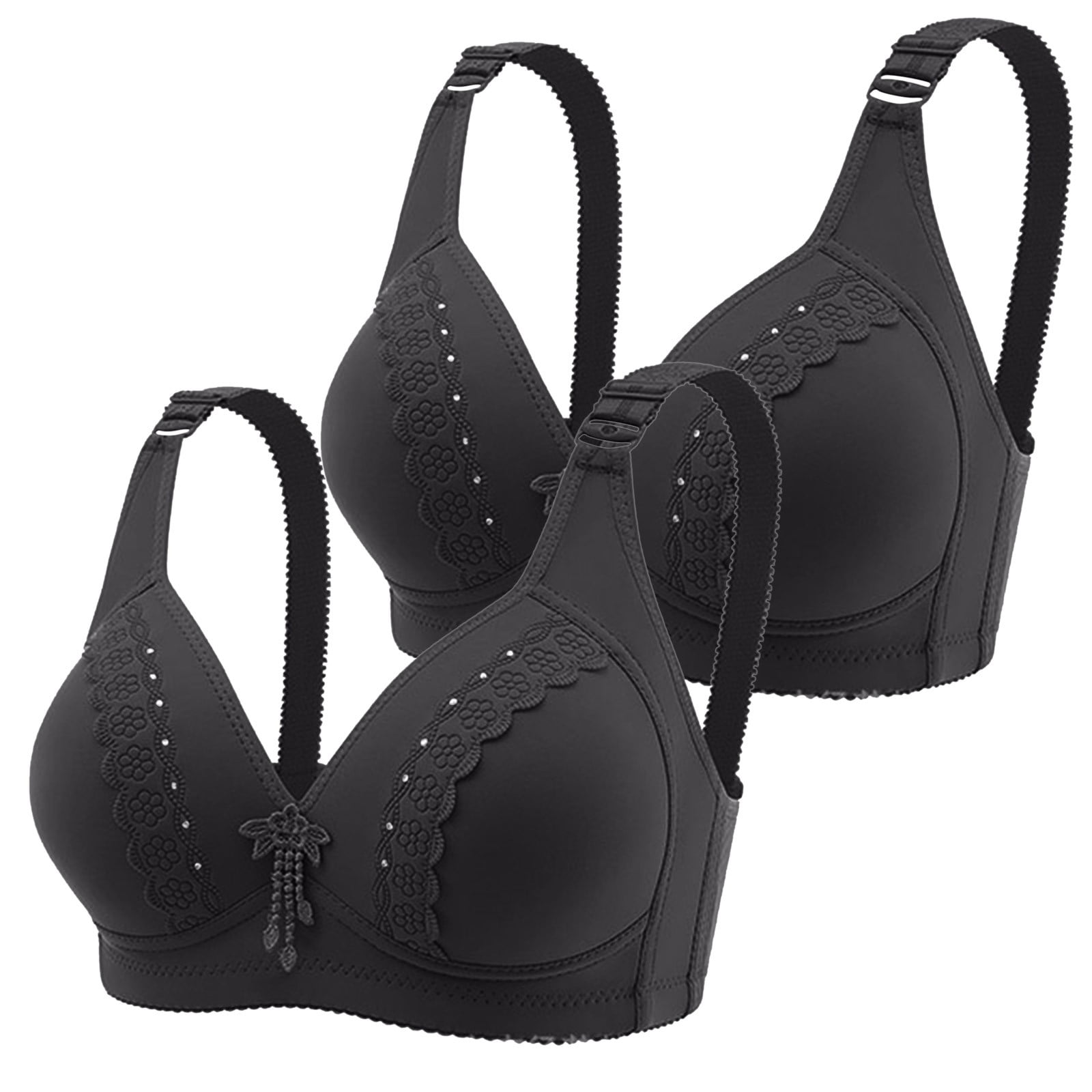 Virmaxy Women's 2PC Wireless Large Size Daily Bra Sexy Middle Aged And ...