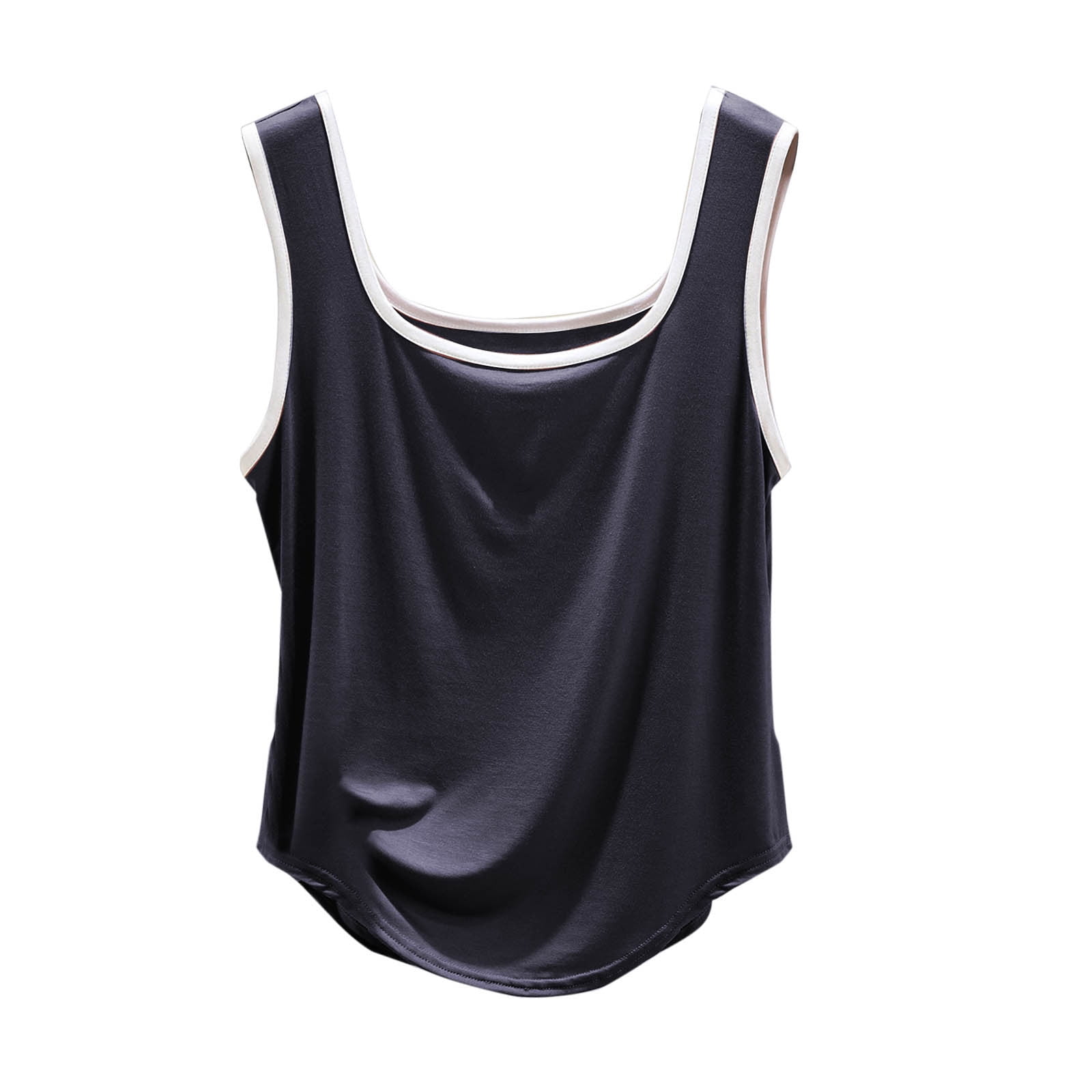 Virmaxy Womens Tank Tops Trendy Leisure Solid Color Vest Round Neck ...