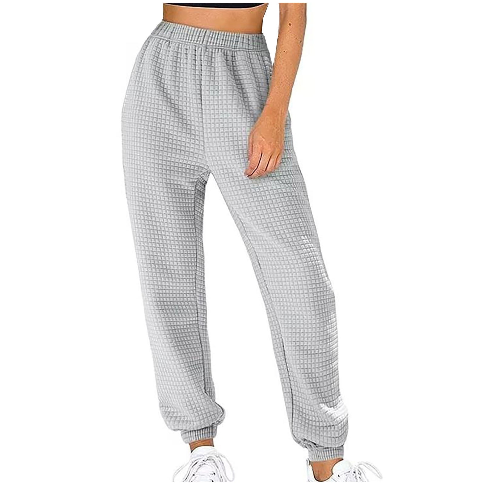Virmaxy Womens Waffler Jogger Pants with Pockets Solid Sport Straight ...