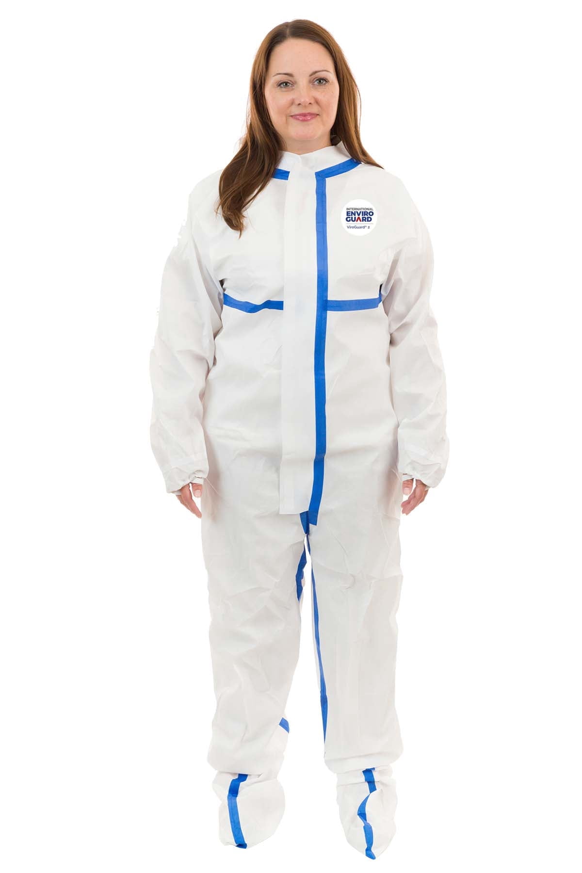 ViroGuard® 2, White Biohazard Coverall, Boot Only, Elastic Wrist ...