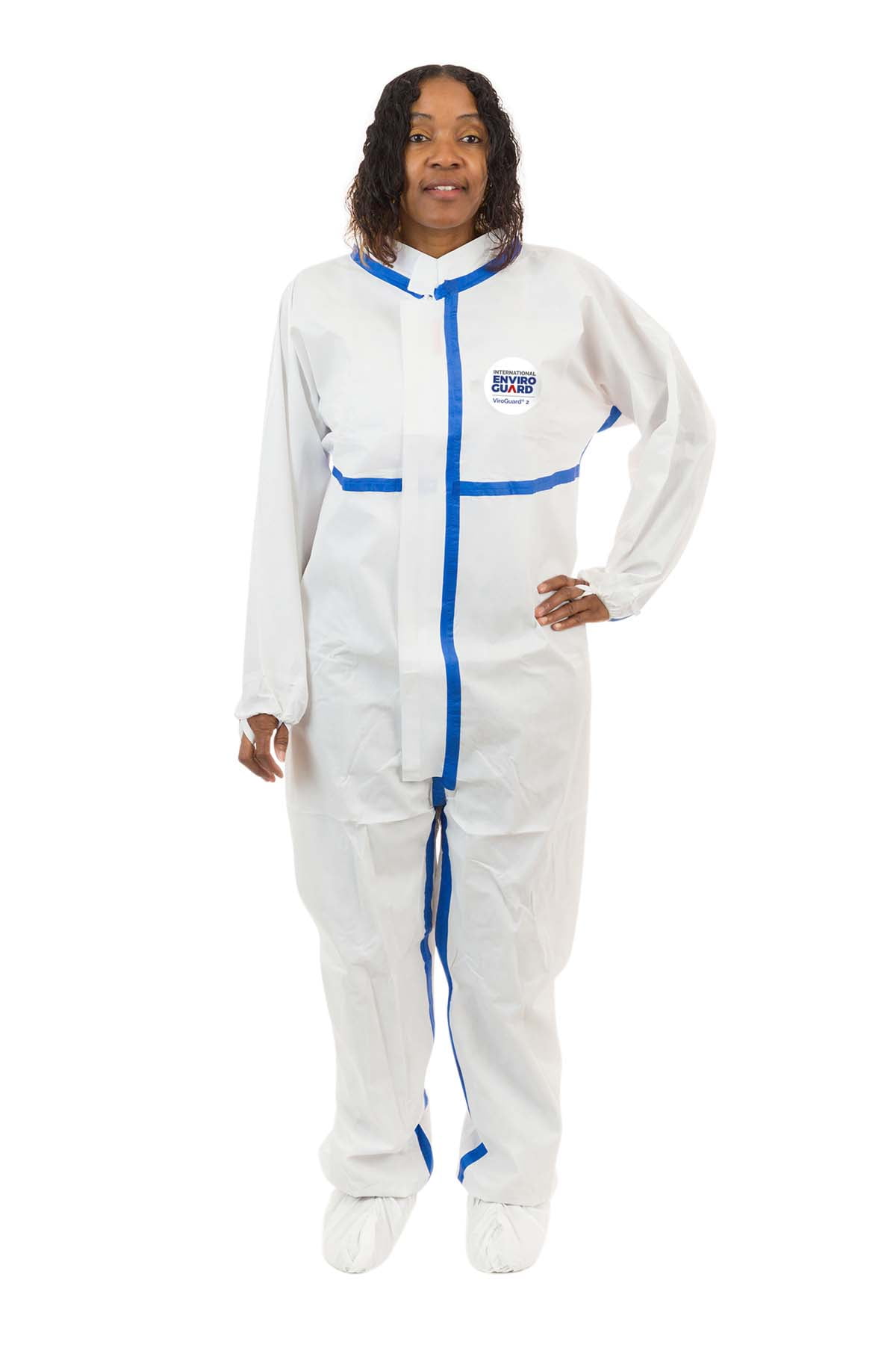 ViroGuard® 2, White Biohazard Suit, Elastic Wrists & Ankles, Front ...