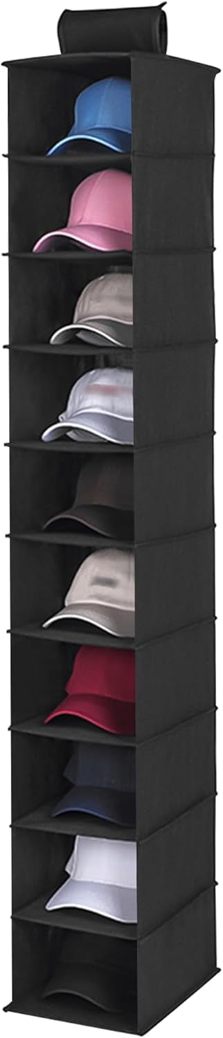 Viroistara 10-Shelf Hanging Hat Organizer for Closets, Space-Saving ...