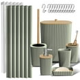 Hearth & Harbor 20 Piece Bamboo Bathroom Sets, Sage Green Bathroom ...