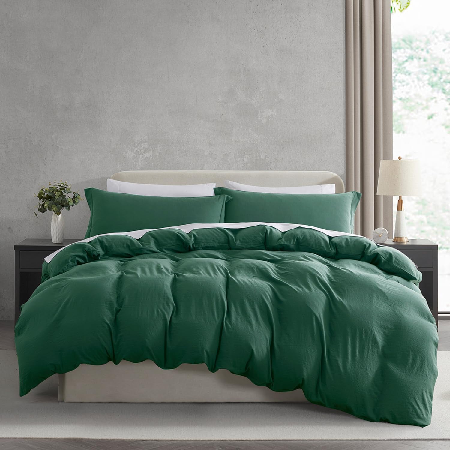 Virtu 3-Piece Duvet Cover Set, Soft Prewashed Bedding Set Queen with ...