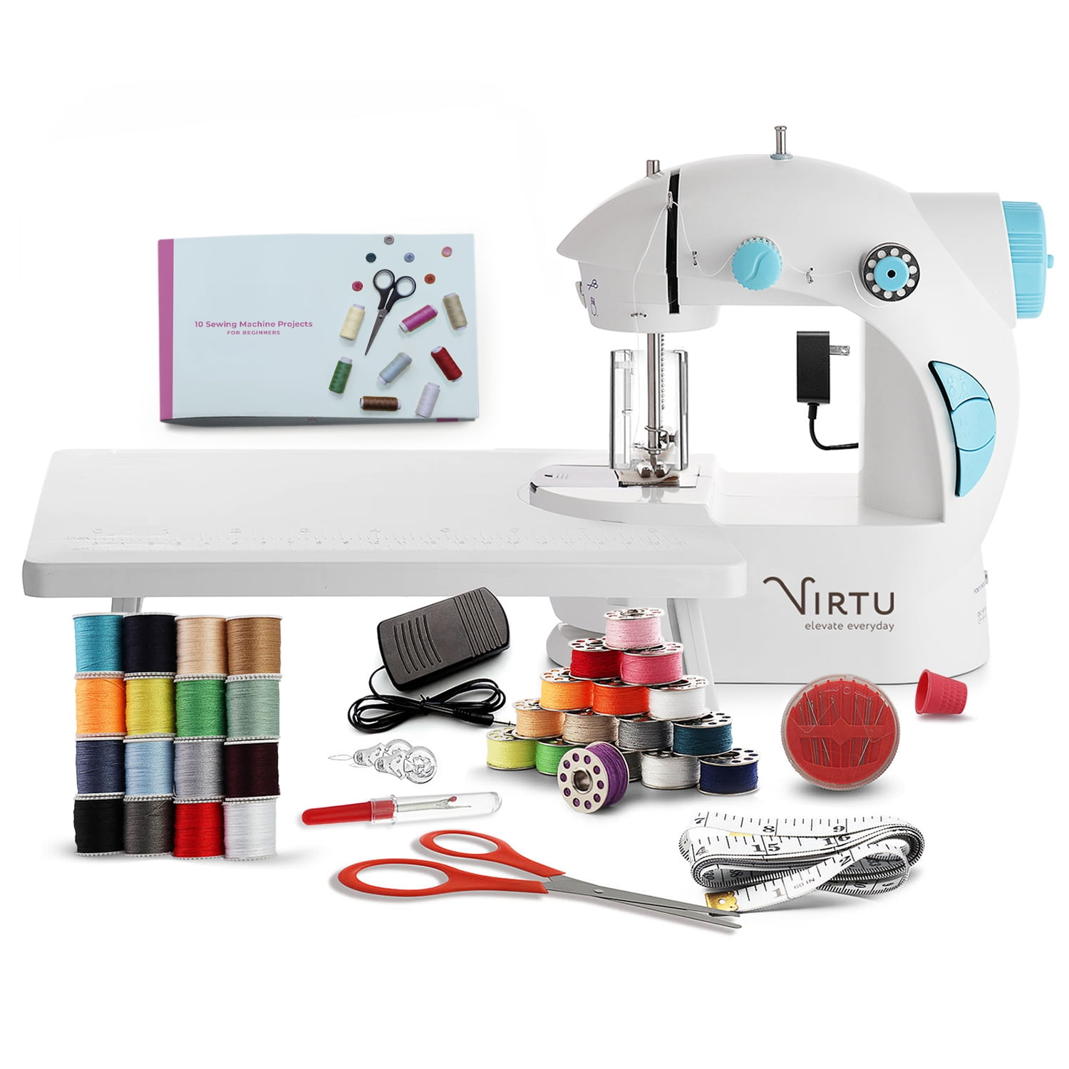 Virtu 48 PC Mini Portable Sewing Machine for Beginner Kids and Adults ...