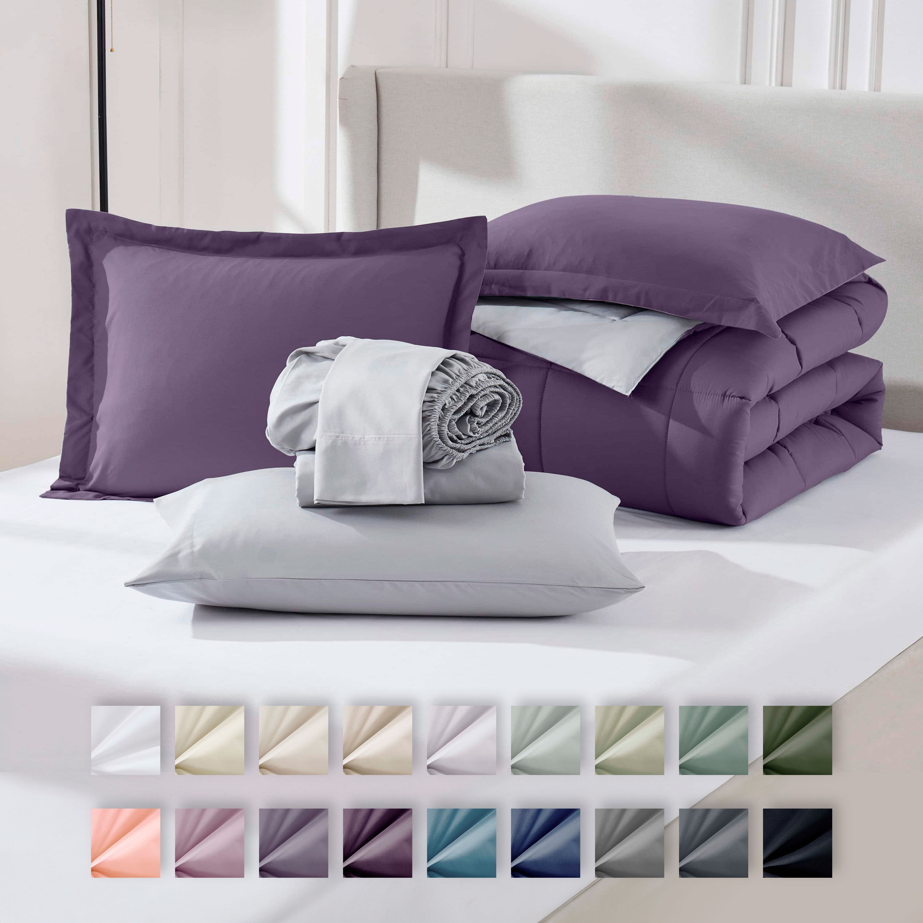 Virtu California King Comforter Set, 7pc Bed in a Bag, Reversible ...