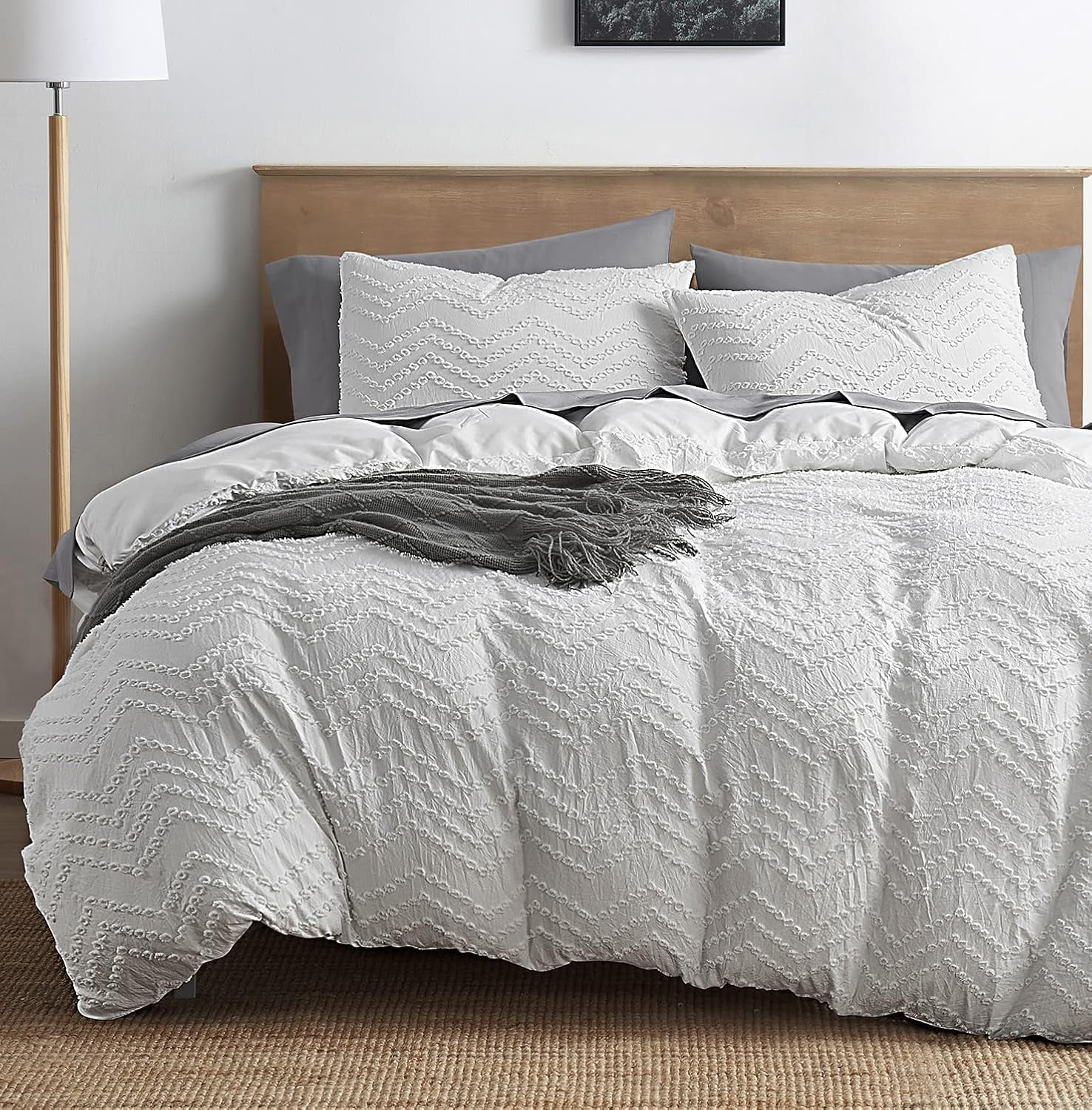 Virtu Comforter Sets, Chevron Duvet Cover Set With Insert and Pillow ...