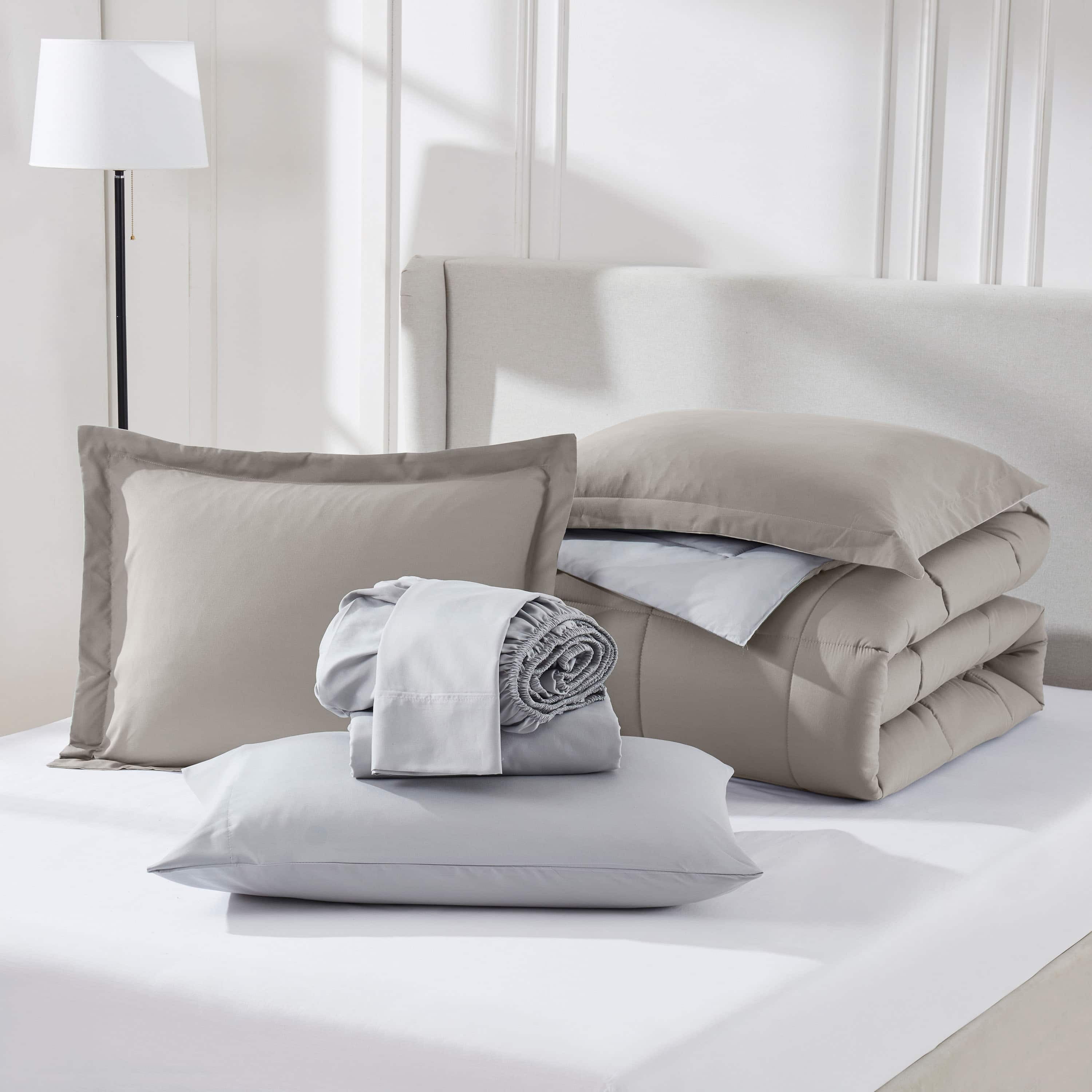 Ravure Full Size Comforter Set, Bed in a bag, 7 Pc Reversible Bedding ...