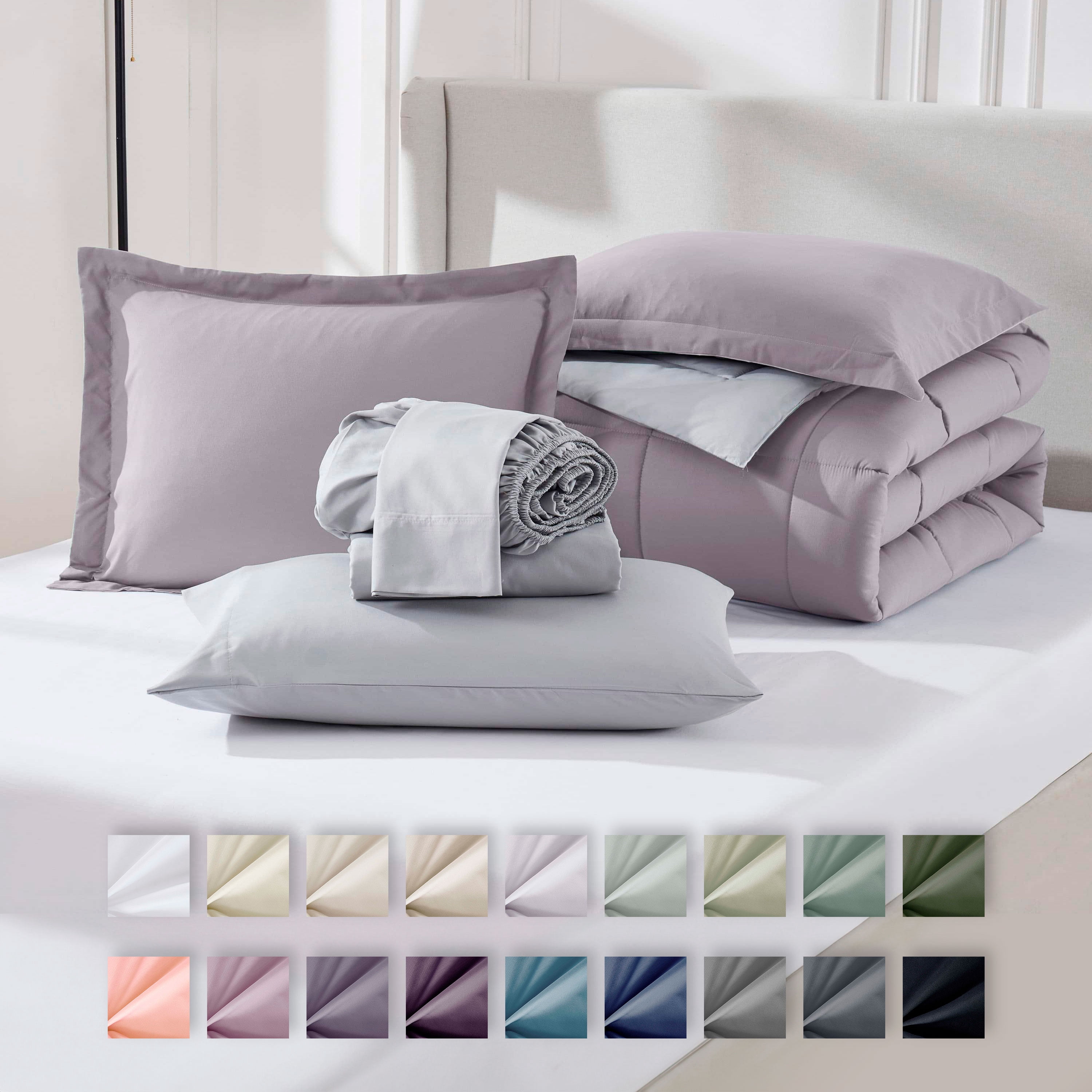 Virtu Full Comforter Set, 7pc Bed in a Bag, Reversible Bedding ...