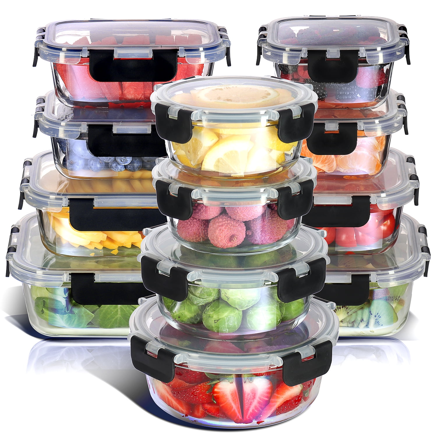 Virtu Glass Food Storage Containers, Airtight Glass Meal Prep ...