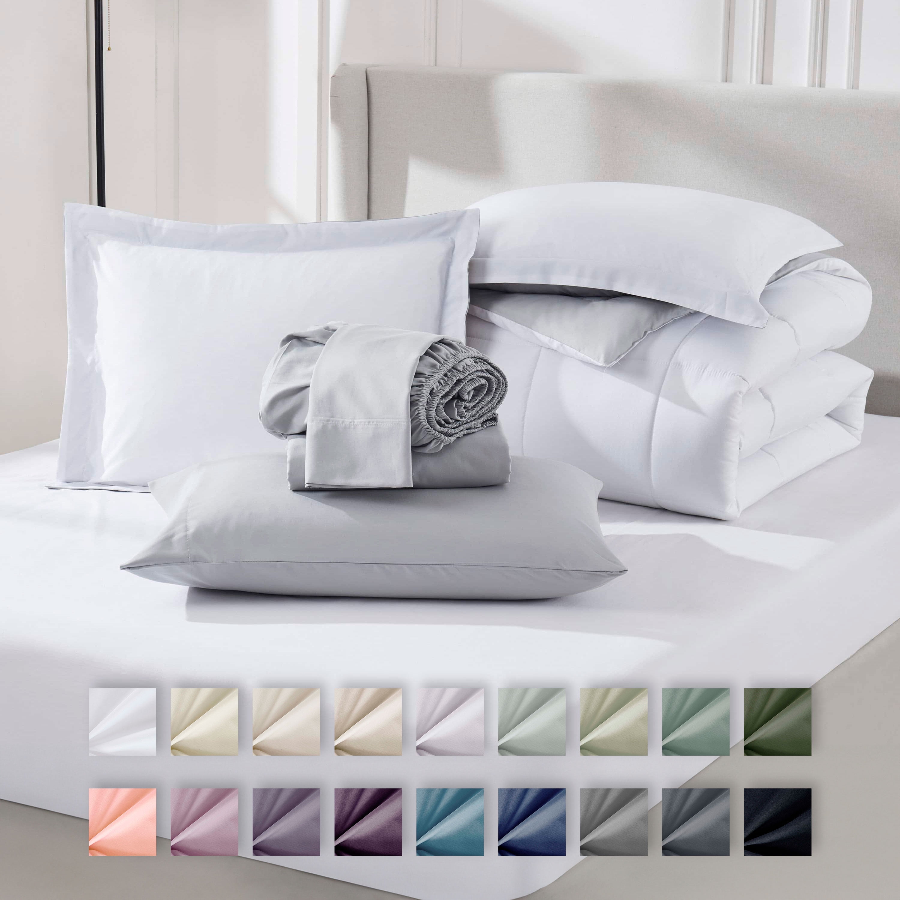 Virtu King Comforter Set, 7pc Bed in a Bag, Reversible Bedding ...