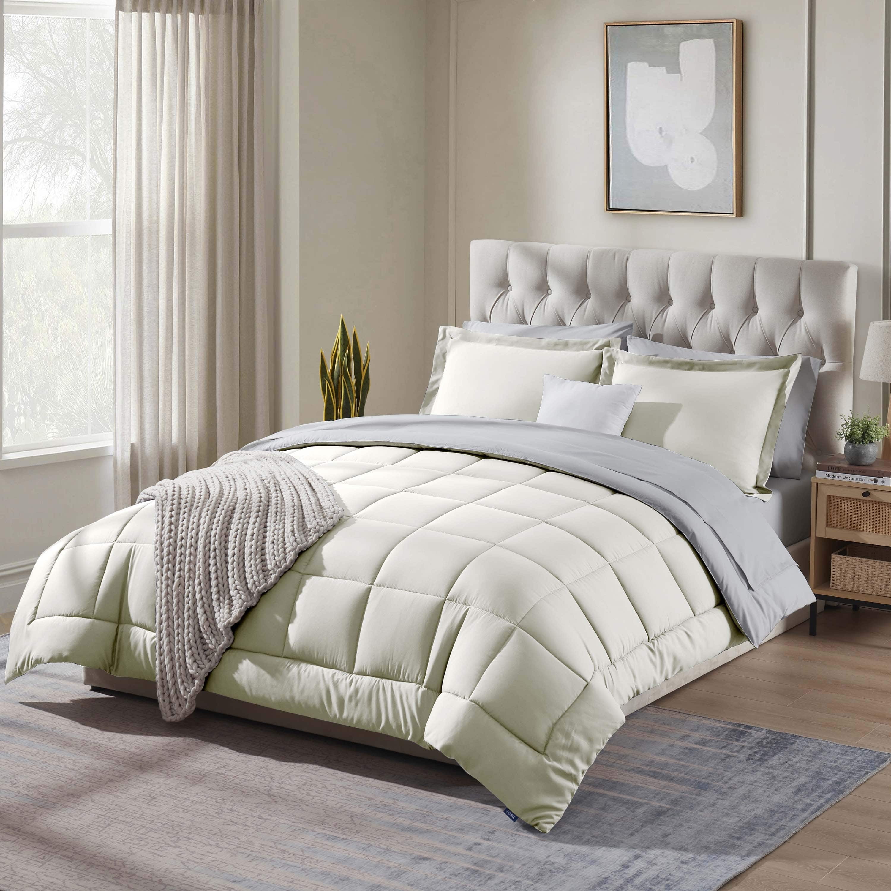 Virtu King Comforter Set, Bed in a bag, 7 Pc Reversible Bedding ...