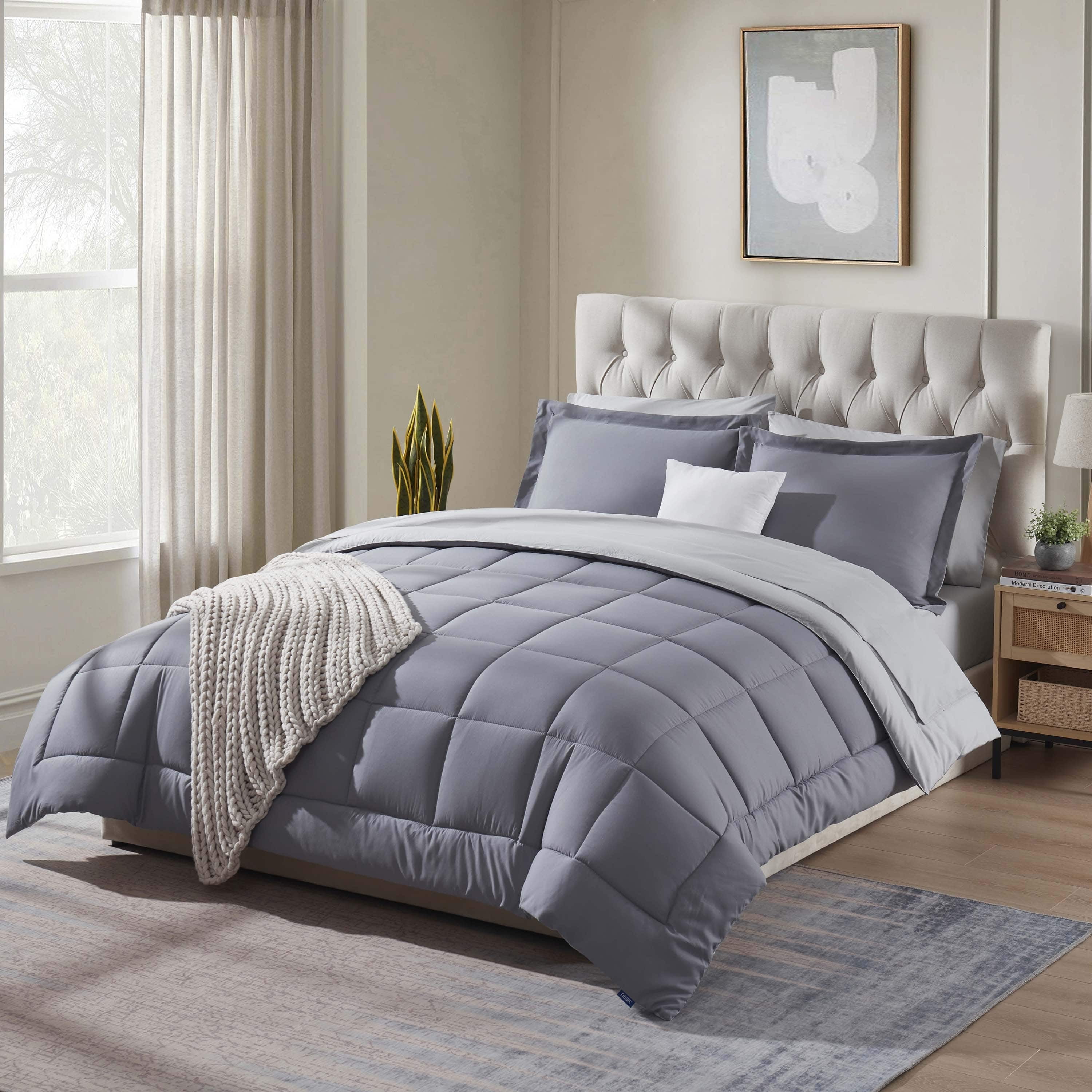 Virtu California King Comforter Set, Bed in a bag, 7 Pc Reversible ...