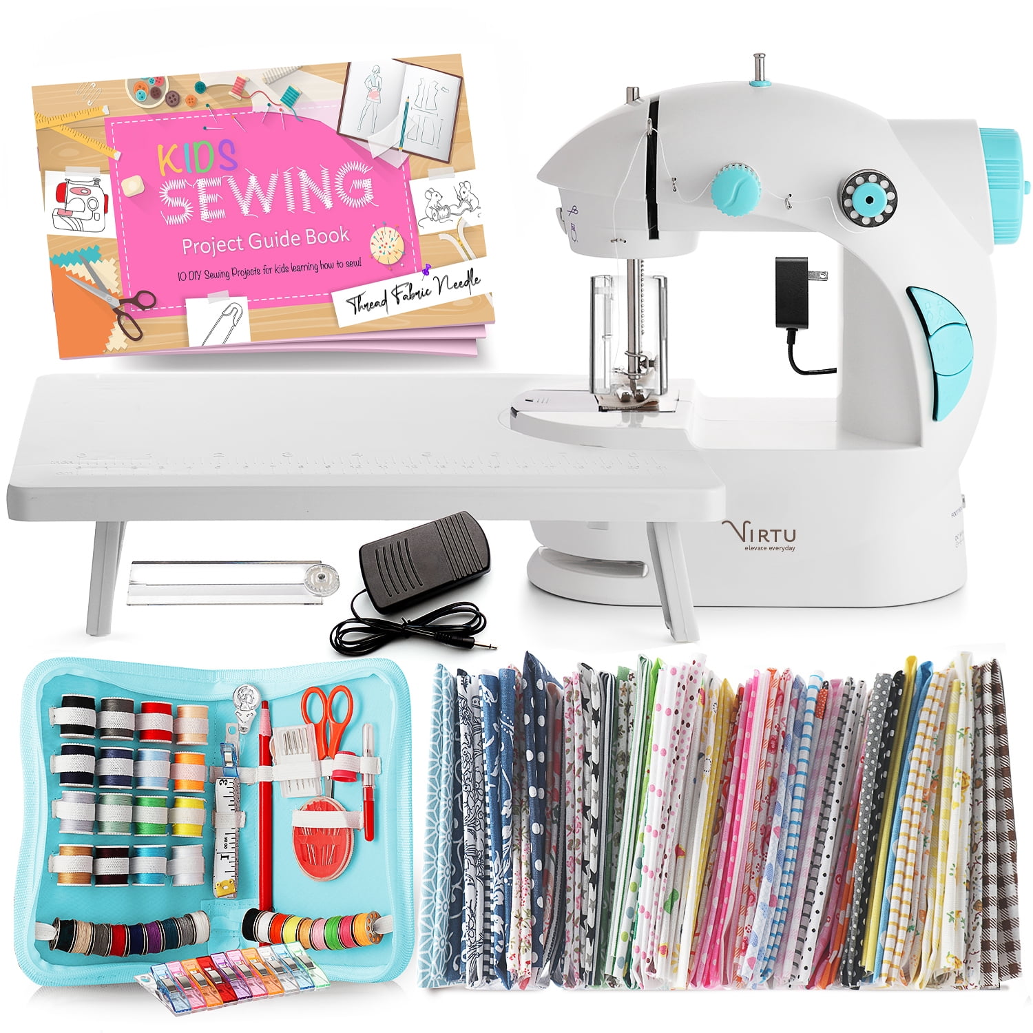 Virtu Mini Portable Sewing Machine Kit for Beginner (122 Piece ...