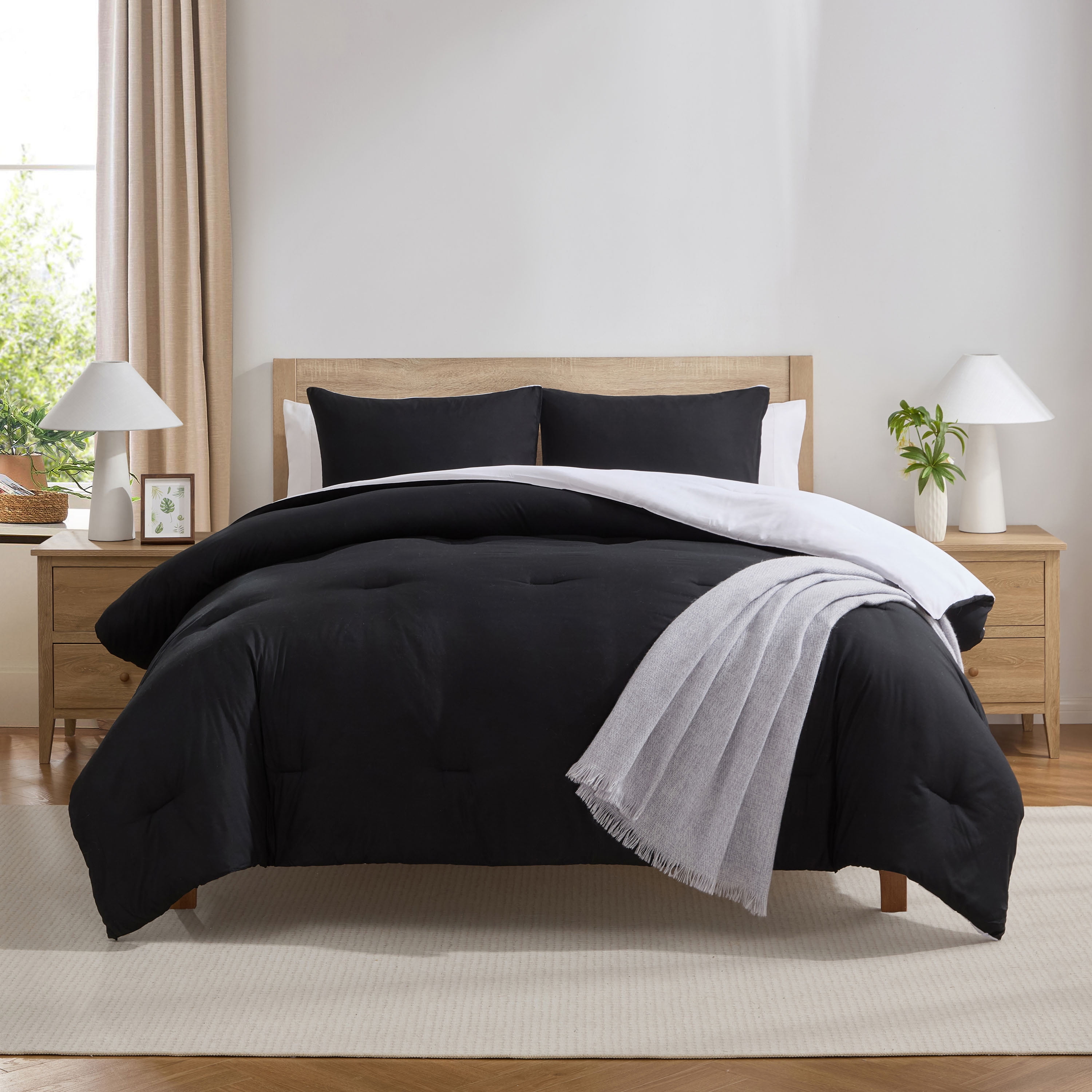 Ravure Modern Queen Comforter Sets, 3 Piece Seamless Reversible ...