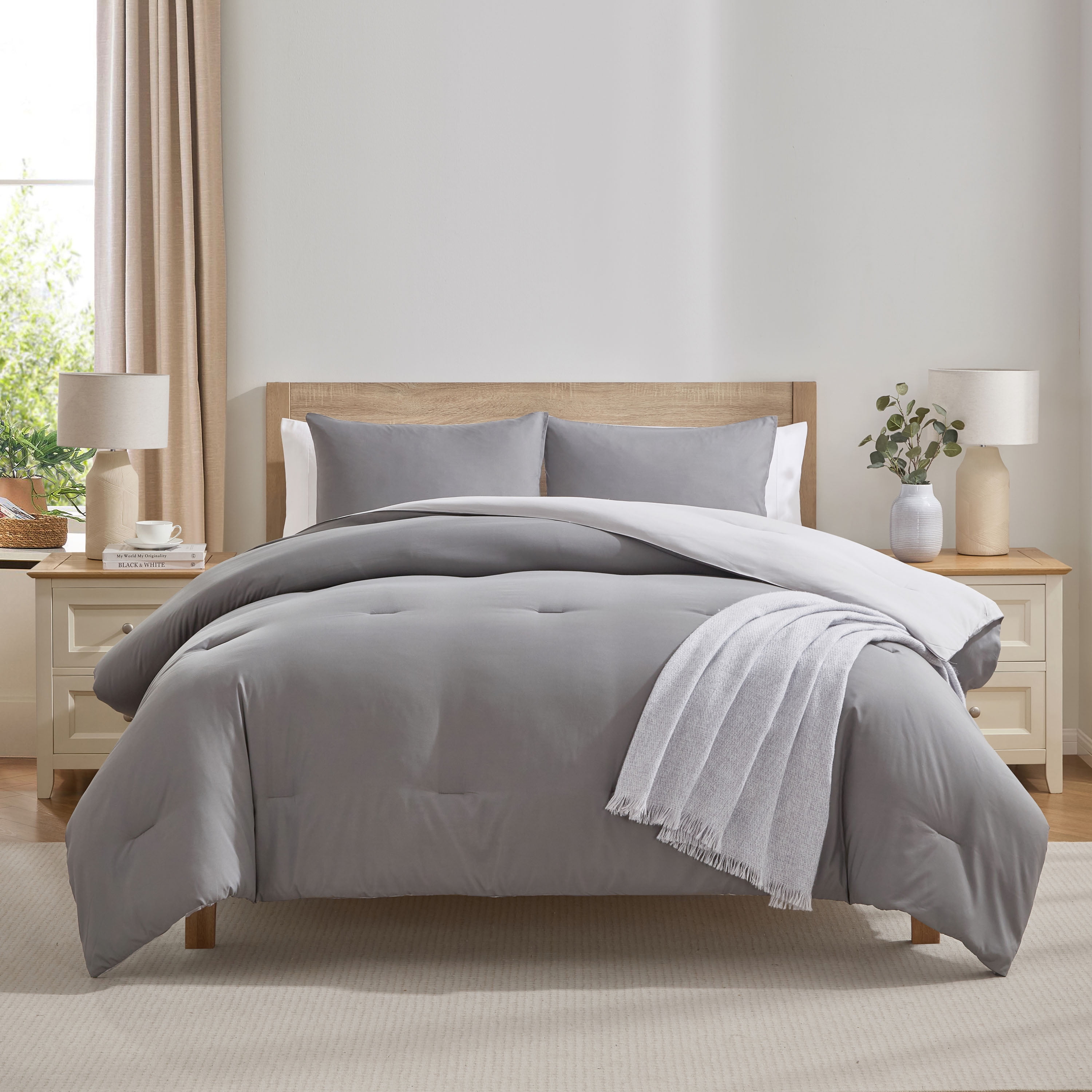 Ravure Modern Queen Comforter Sets, 3 Piece Seamless Reversible ...